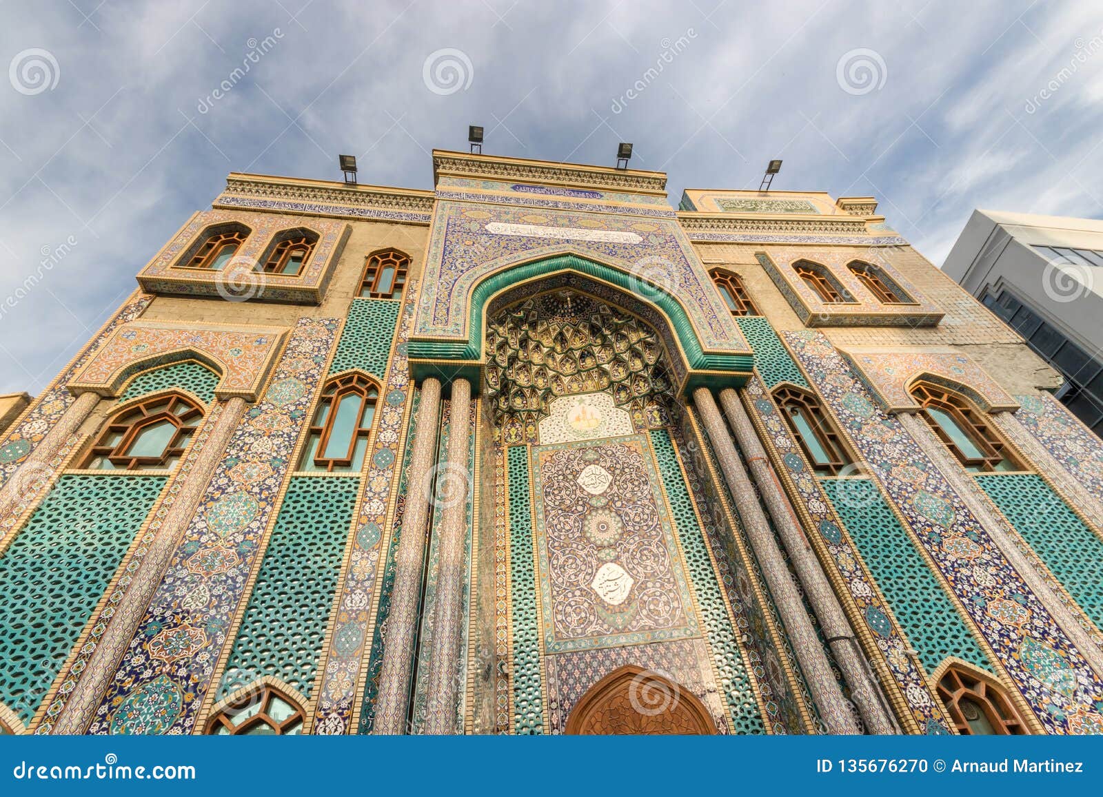 Entrance of an Iranian Mosque and Mosaic Architecture from Dubai Stock ...