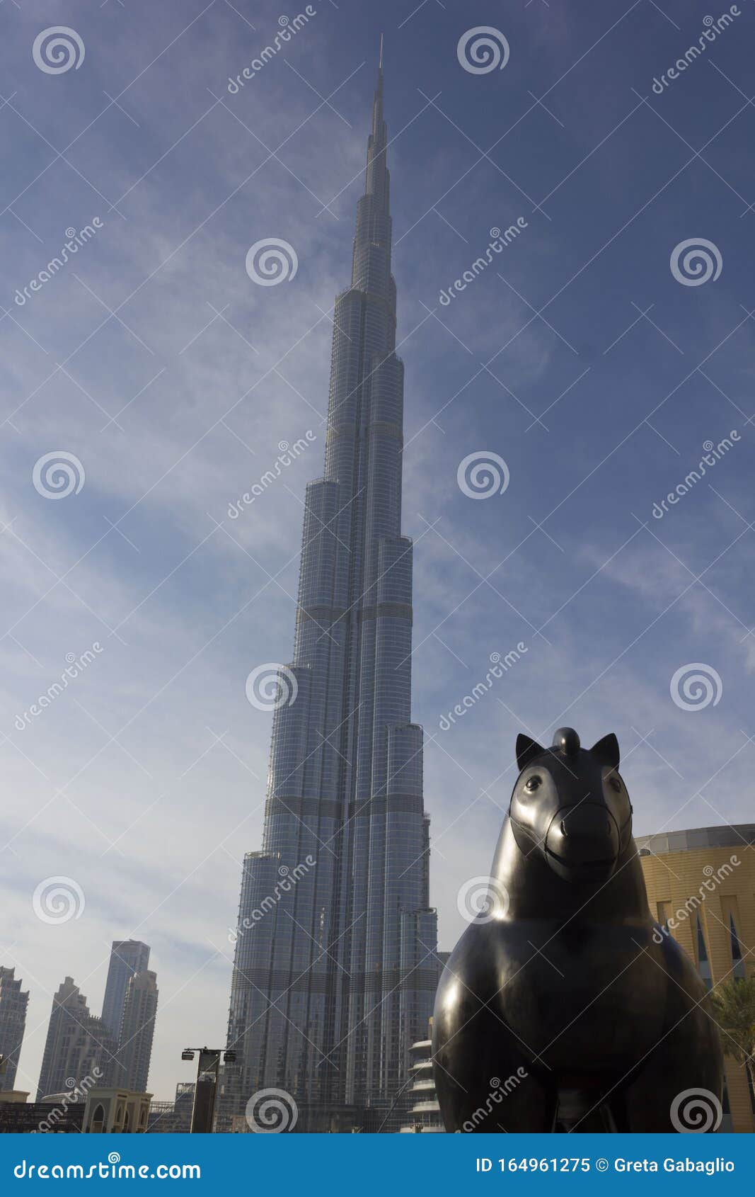 Horse of Botero in Front of Burj Khalifa Skyscraper in Dubai Editorial ...