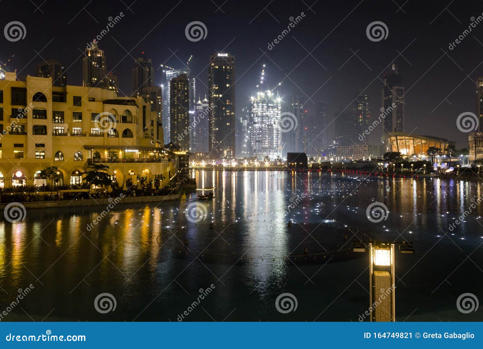 Night View of the External Area of the Dubai Mall Stock Image - Image ...