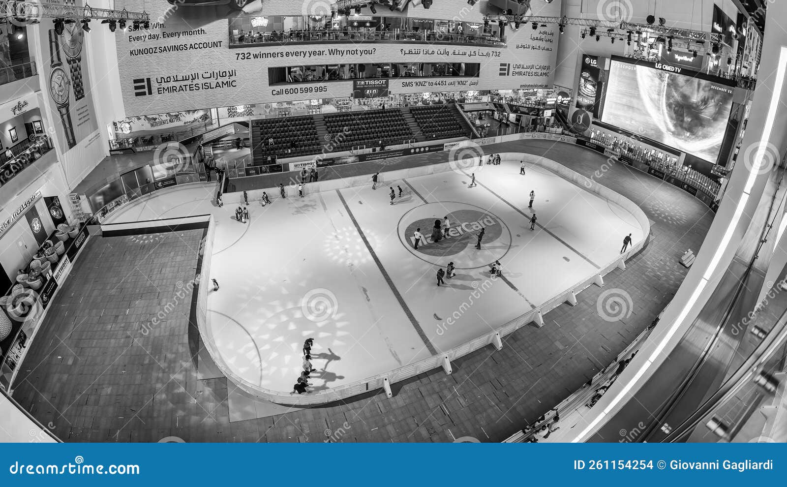 Dubai, UAE - December 11, 2016: View of Ice Skating Rink in Dubai Mall ...