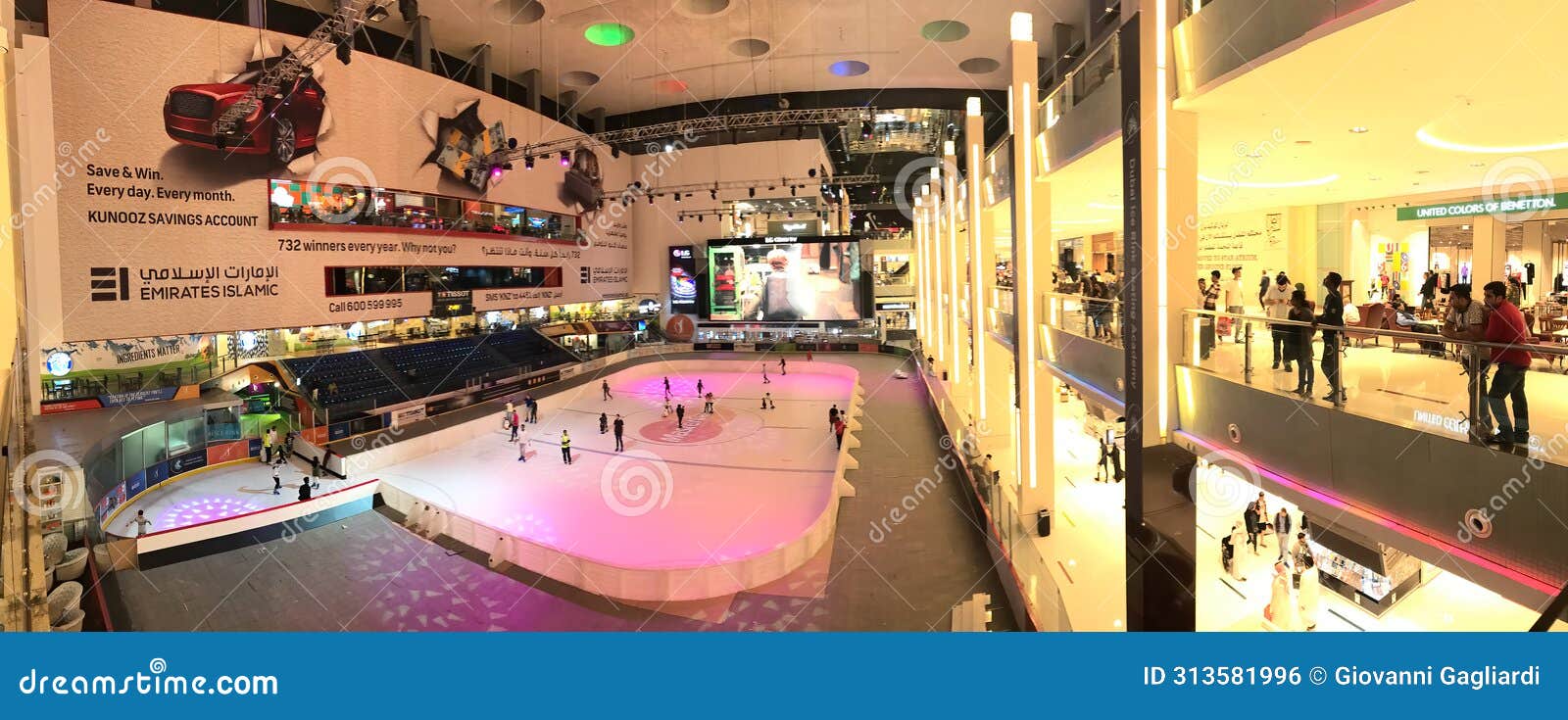Dubai, UAE - December 11, 2016: View of Ice Skating Rink in Dubai Mall ...