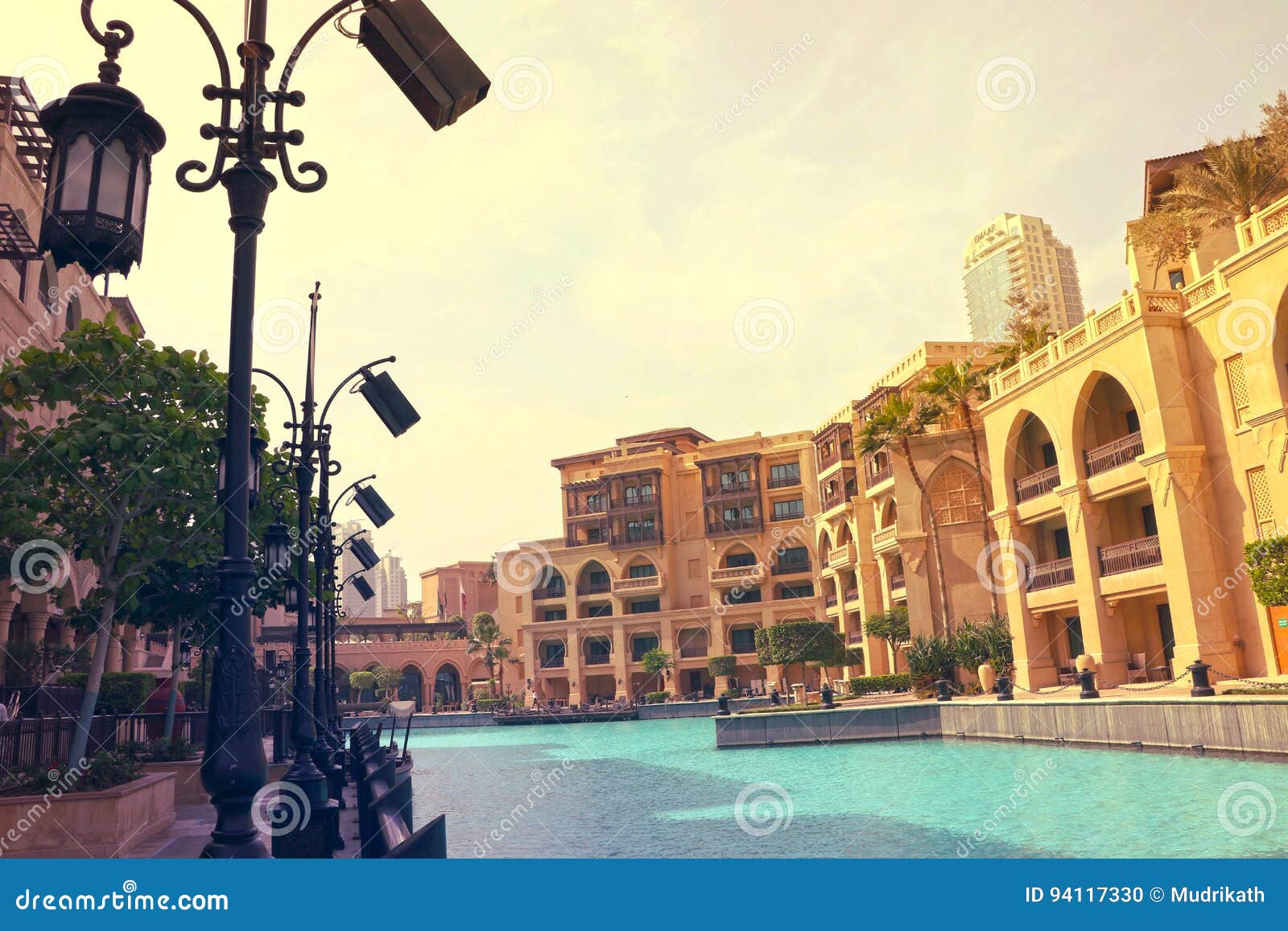 DUBAI, UAE JULY 11, 2017:the Entrance To the Palace Hotel Surrounded by ... DUBAI, UAE JULY 11, 2017:the Entrance To the Palace Hotel Surrounded by ...