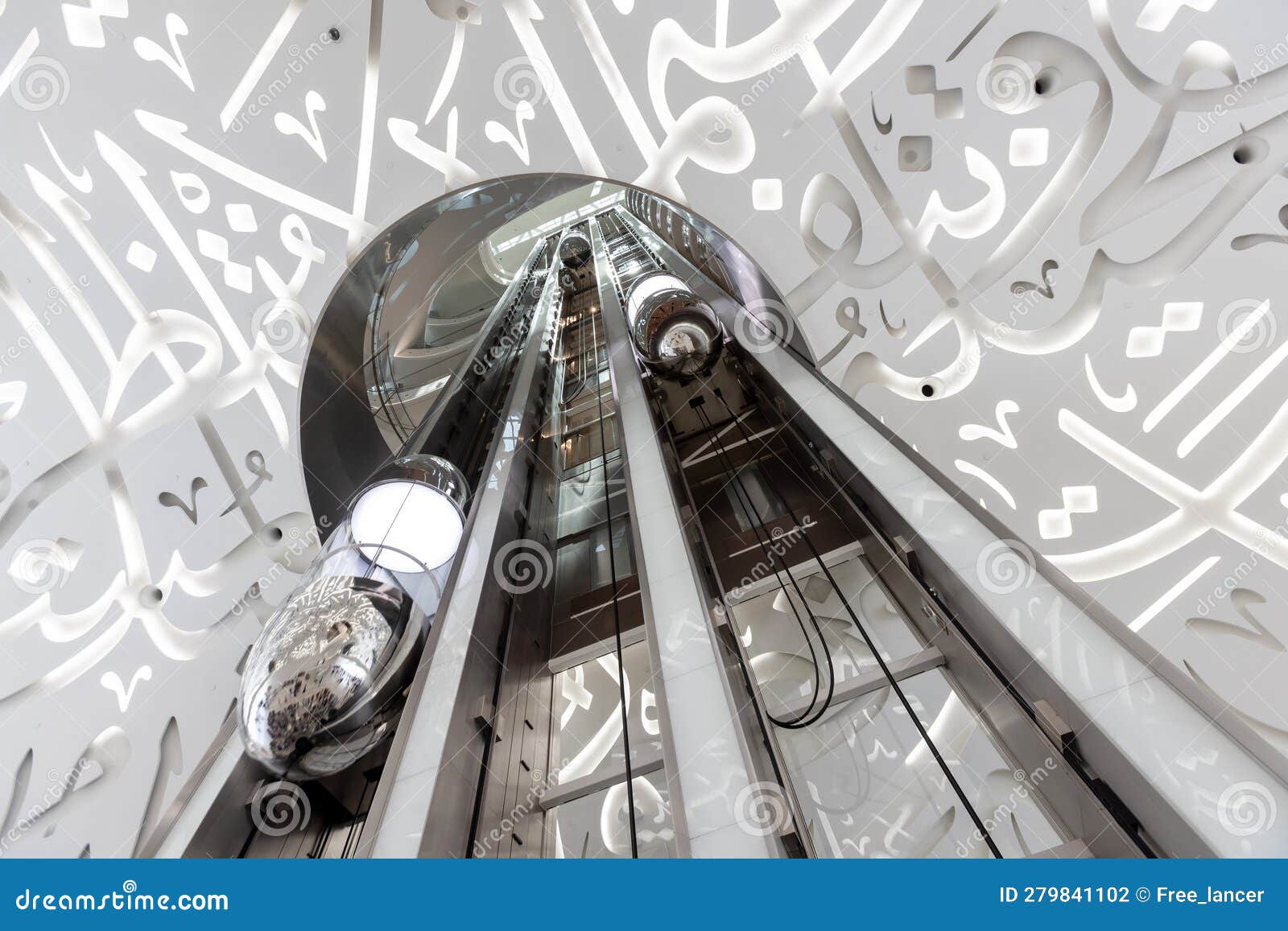 Dubai, UAE - July 8, 2022: Modern Elevators at Museum of the Future ...