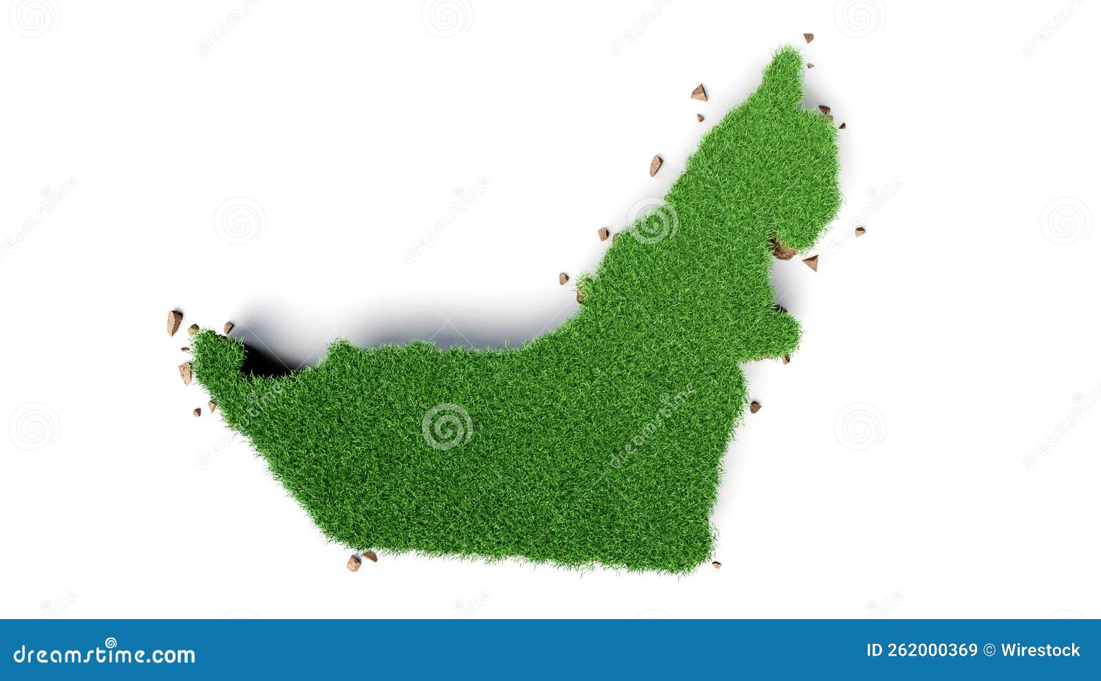 3D Illustration of the Map of UAE Made from Grass Stock Illustration ...
