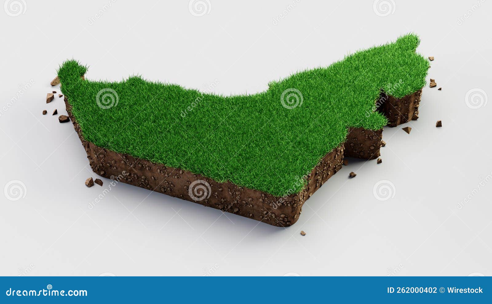 3D Illustration of the Map of the UAE Made from Grass Stock ...
