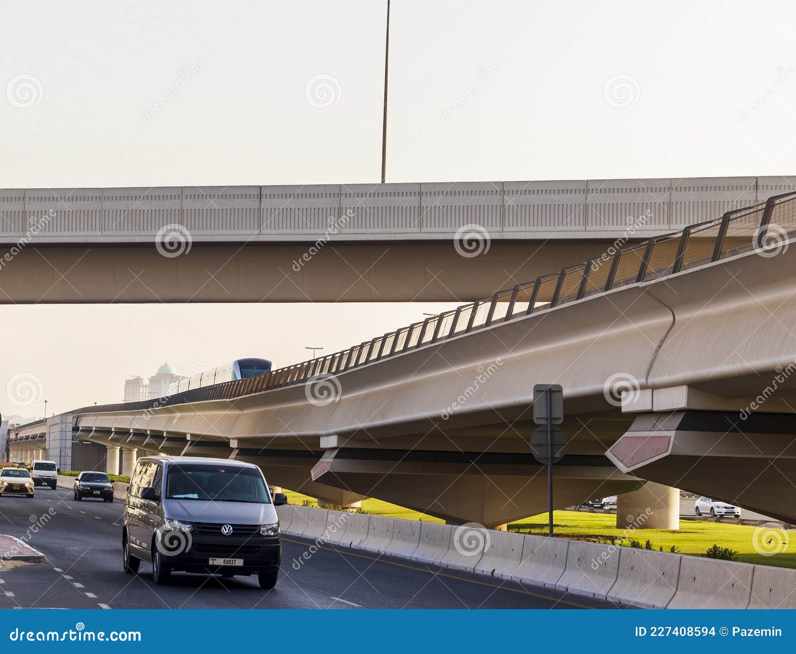 Flyover Bridge Structure Over A Water Canal In Dubai, United Arab ...