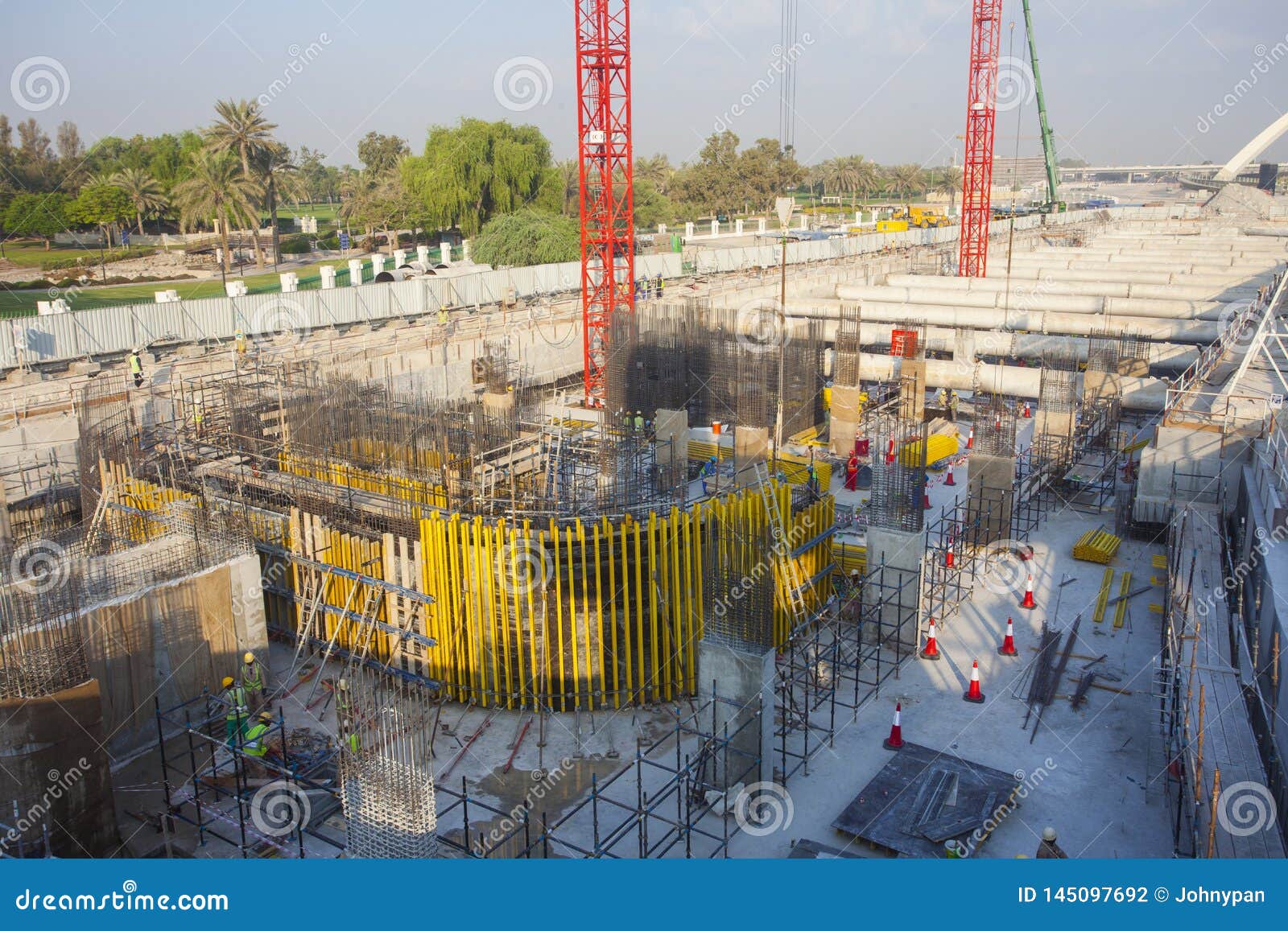 Construction Site for Big Building Foundation, Dubai Editorial ...