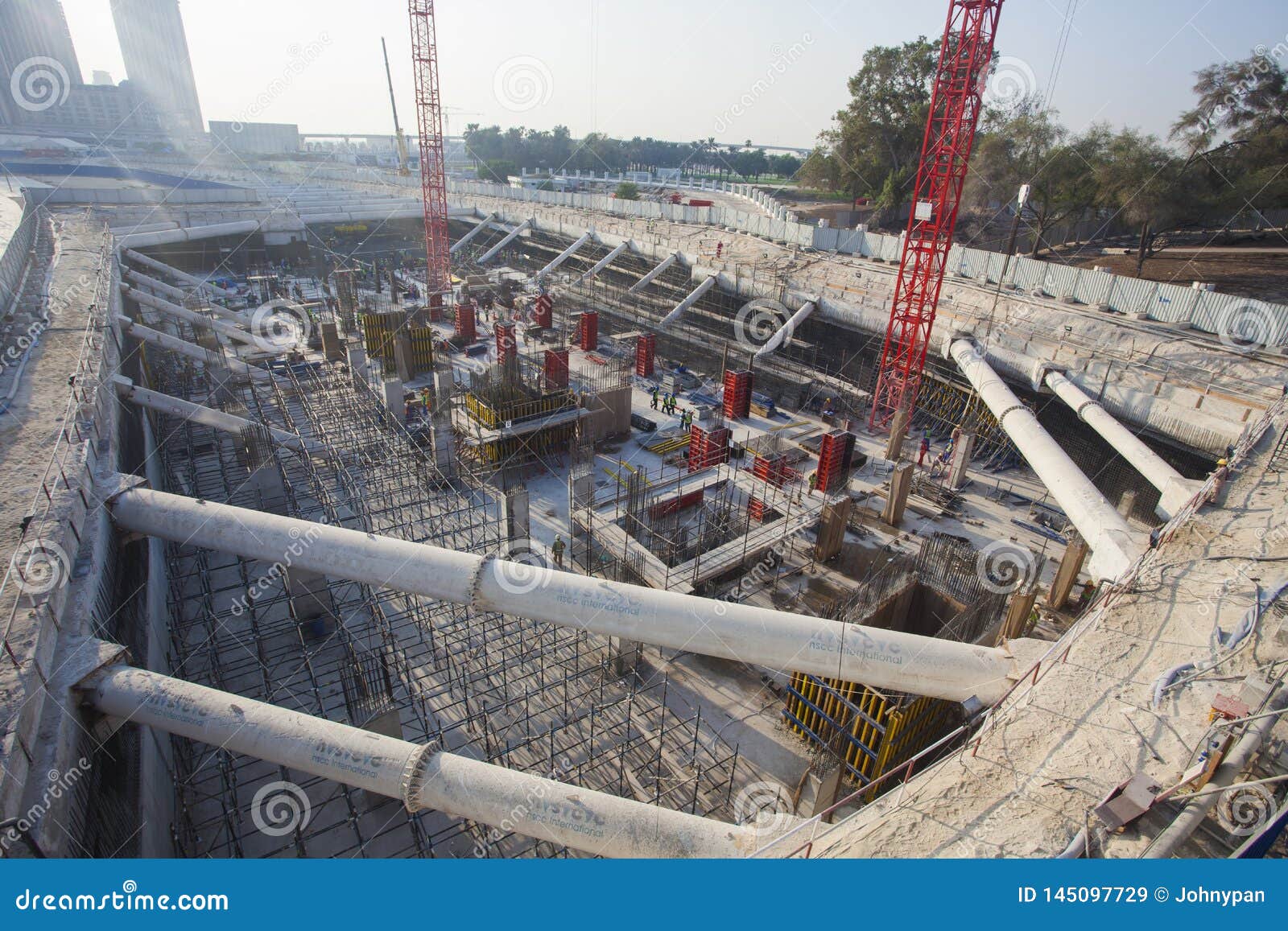 Construction Site for Big Building Foundation, Dubai Editorial Stock ...