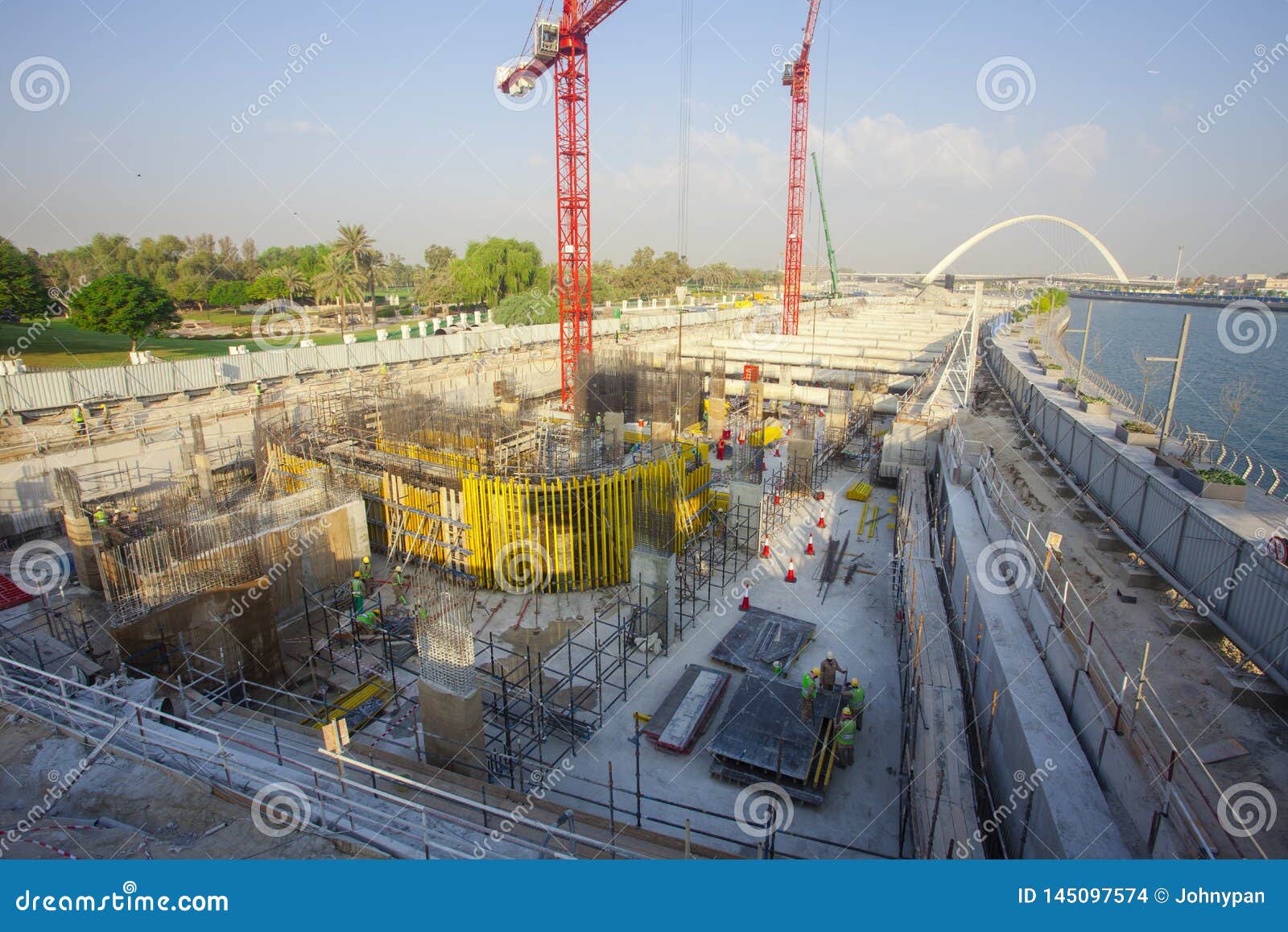 Construction Site for Big Building Foundation, Dubai Creek Editorial ...