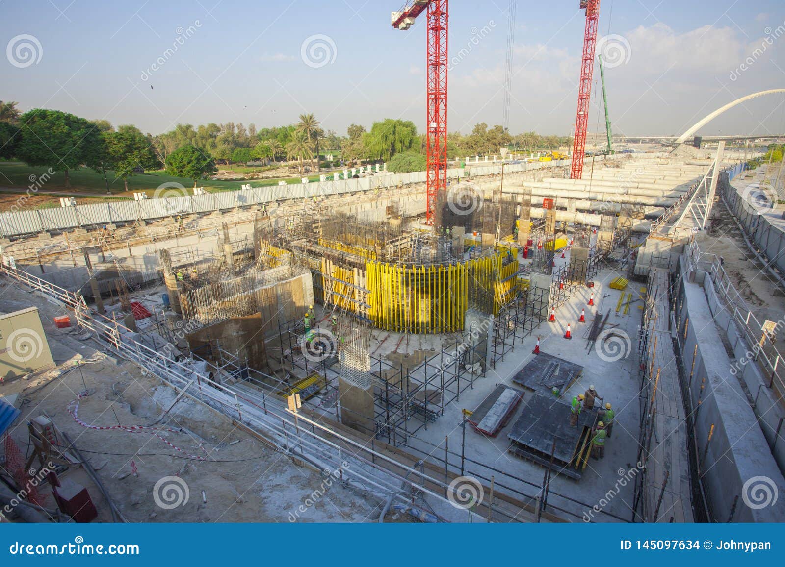 Construction Site for Big Building Foundation, Dubai Creek Editorial ...