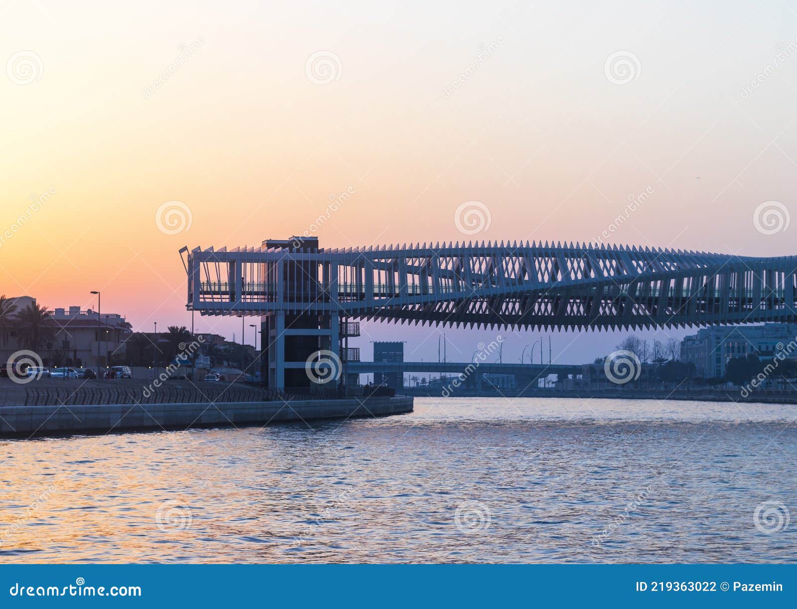 Dubai Uae 05212021 Twisted Bridge Structure Over a Water Canal ...
