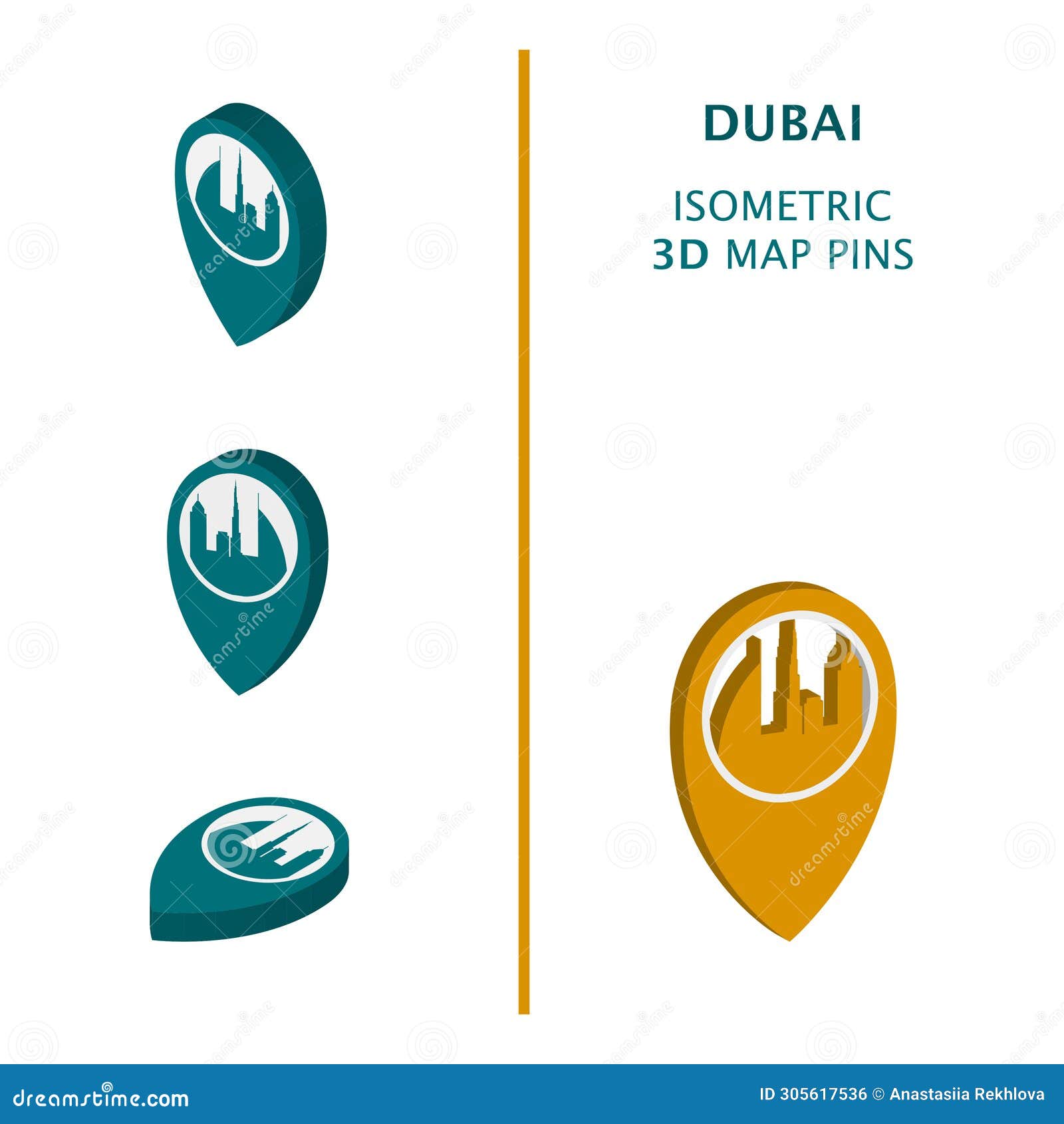 Dubai United Arab Emirates City 3D Vector Logo Stock Illustration ...