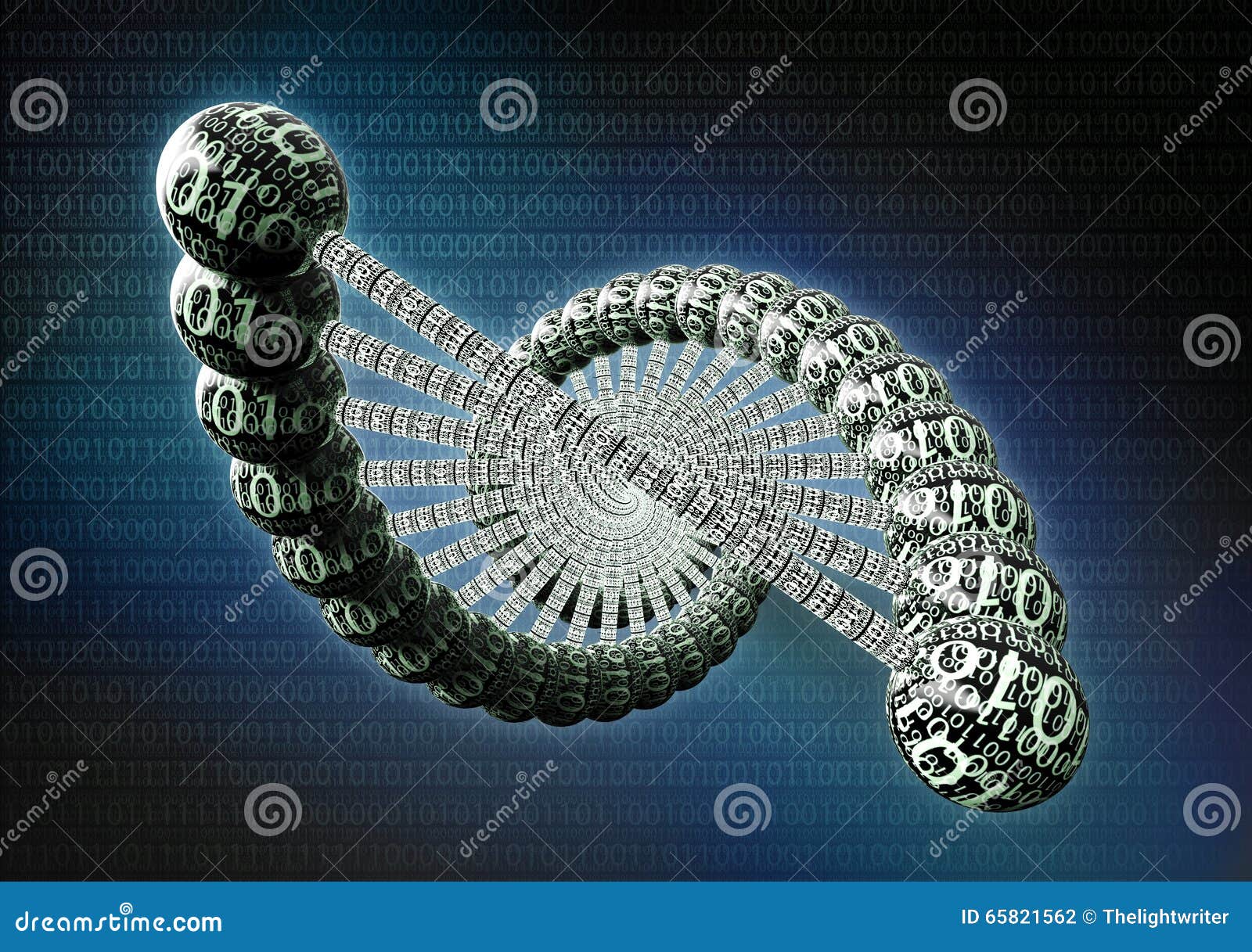 Dna Helix With Binary Numbers Over Blue Stock Photography ...