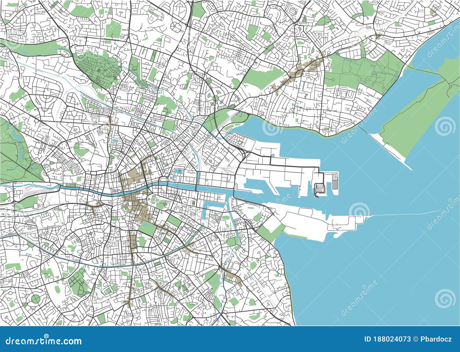 Colorful Dublin Vector City Map Stock Vector - Illustration of ...