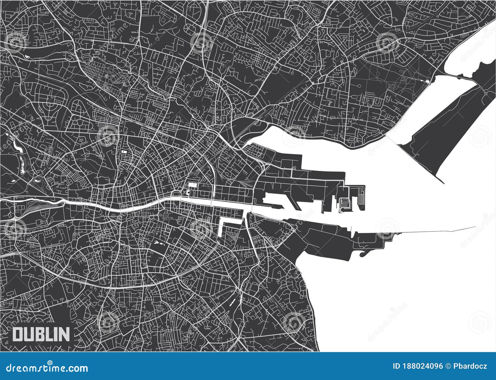 Minimalistic Dublin City Map Poster Design. Stock Vector - Illustration ...