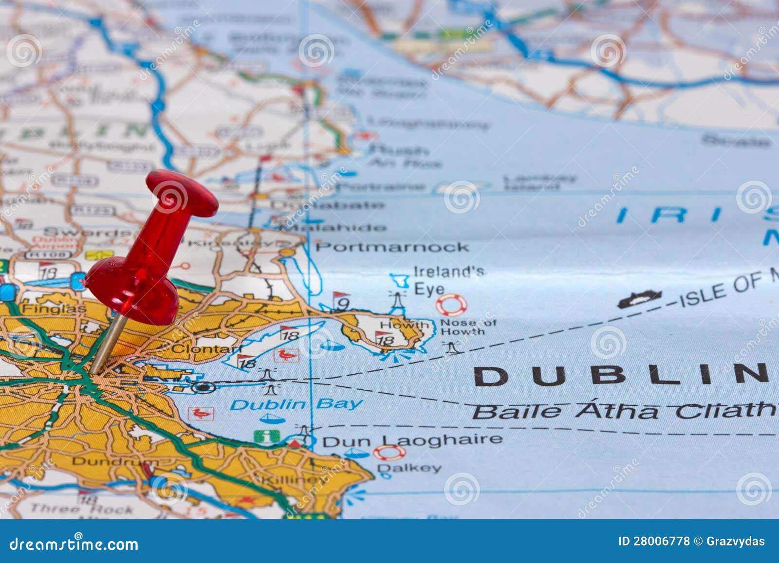 Dublin auf der Karte stockfoto. Bild von nahaufnahme - 28006778