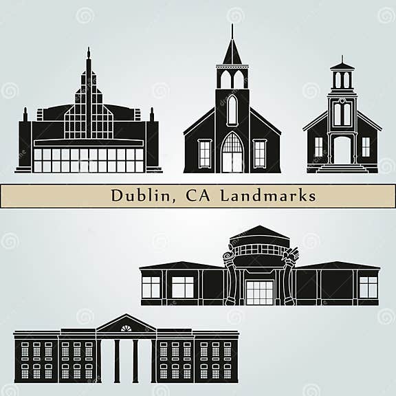 Dublin, CA Landmarks stock vector. Illustration of skyline - 98772070