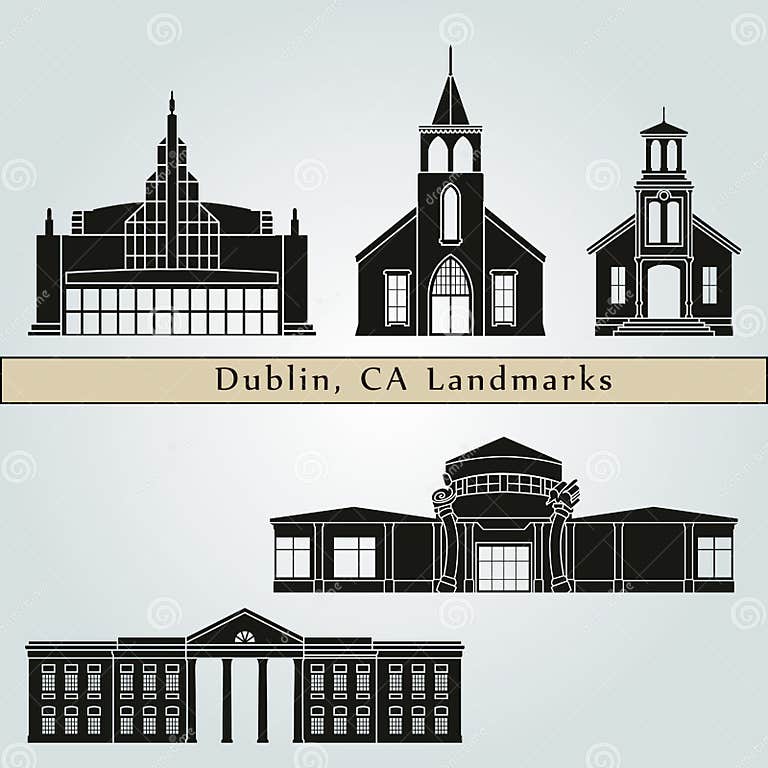 Dublin, CA Landmarks stock vector. Illustration of skyline - 98772070