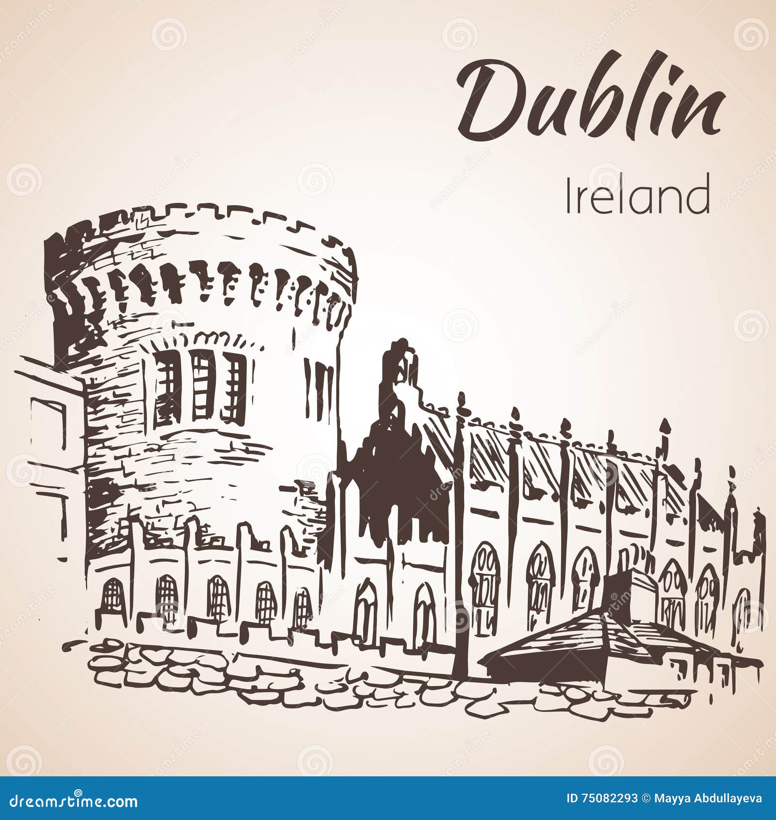 Dublin Castle - l'Irlanda illustrazione vettoriale. Illustrazione di ...