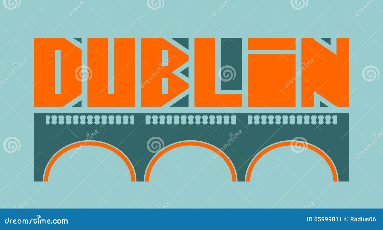 Dublin City Name and Bridge Silhouette Stock Illustration ...