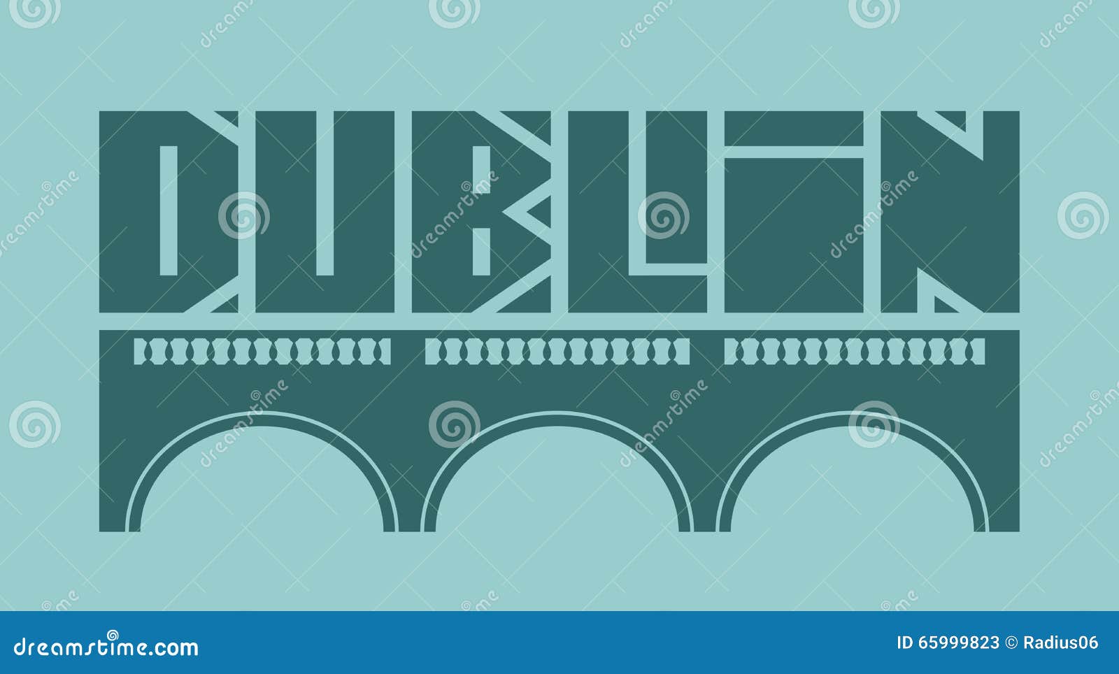 Dublin City Name and Bridge Silhouette Stock Illustration ...