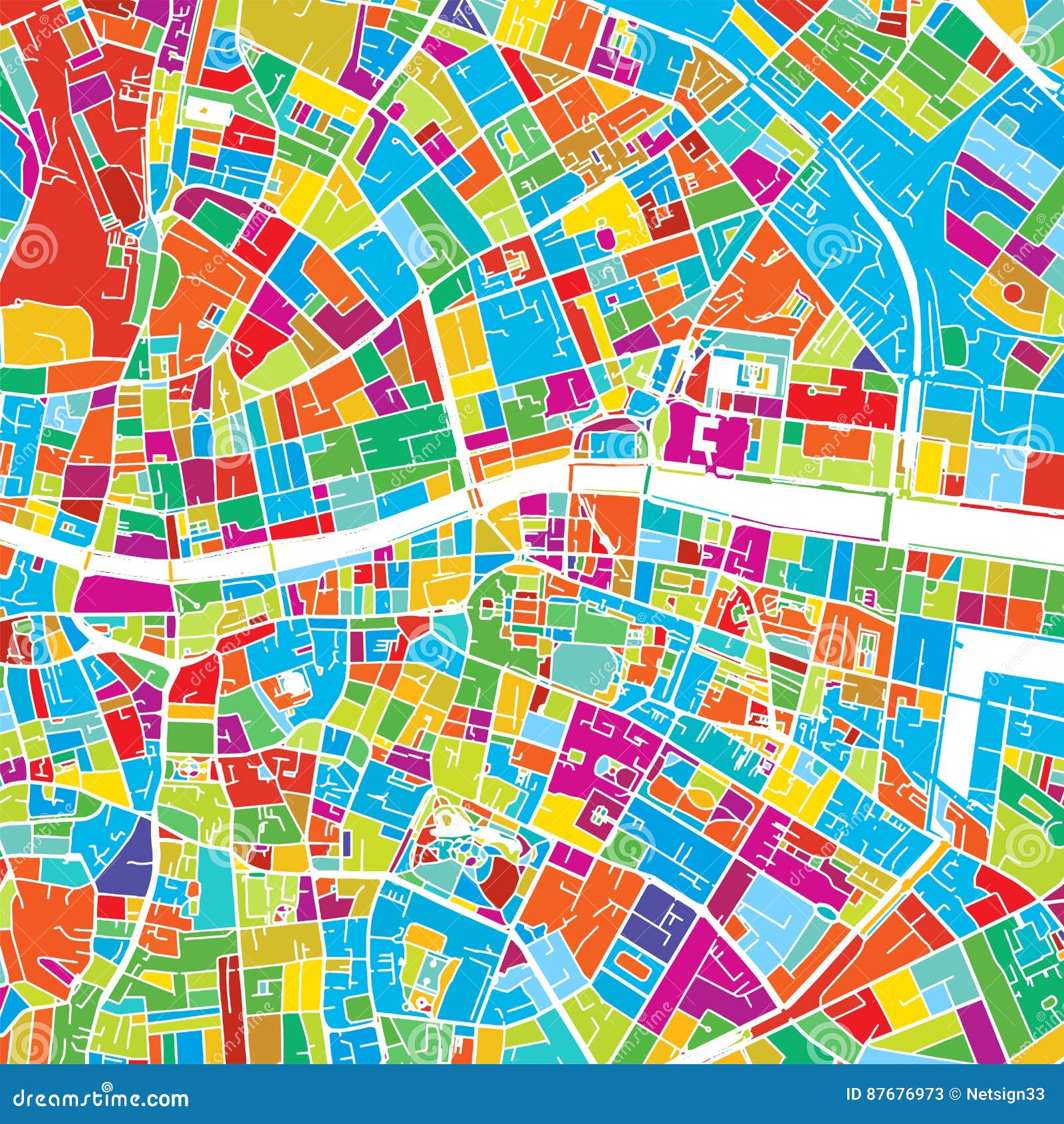 Dublin, Ireland, Colorful Vector Map Stock Vector - Illustration of ...