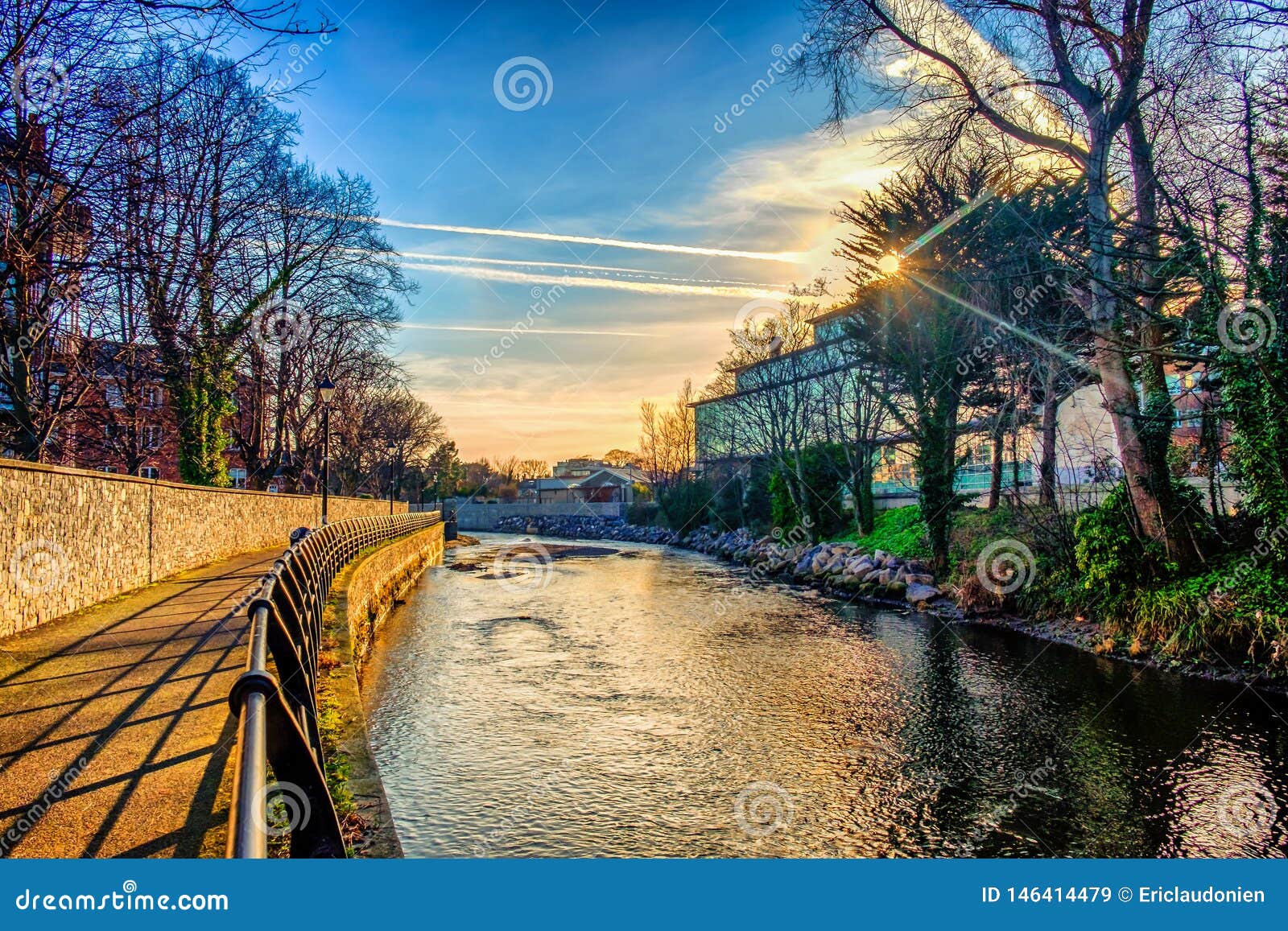 Dublin-River Dodder stock image. Image of sunrays, europe - 146414479