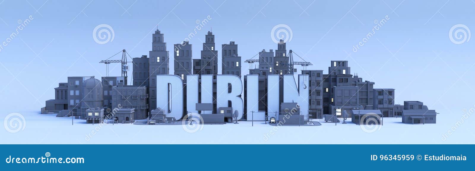 Dublin lettering, city 3d stock illustration. Illustration of text ...