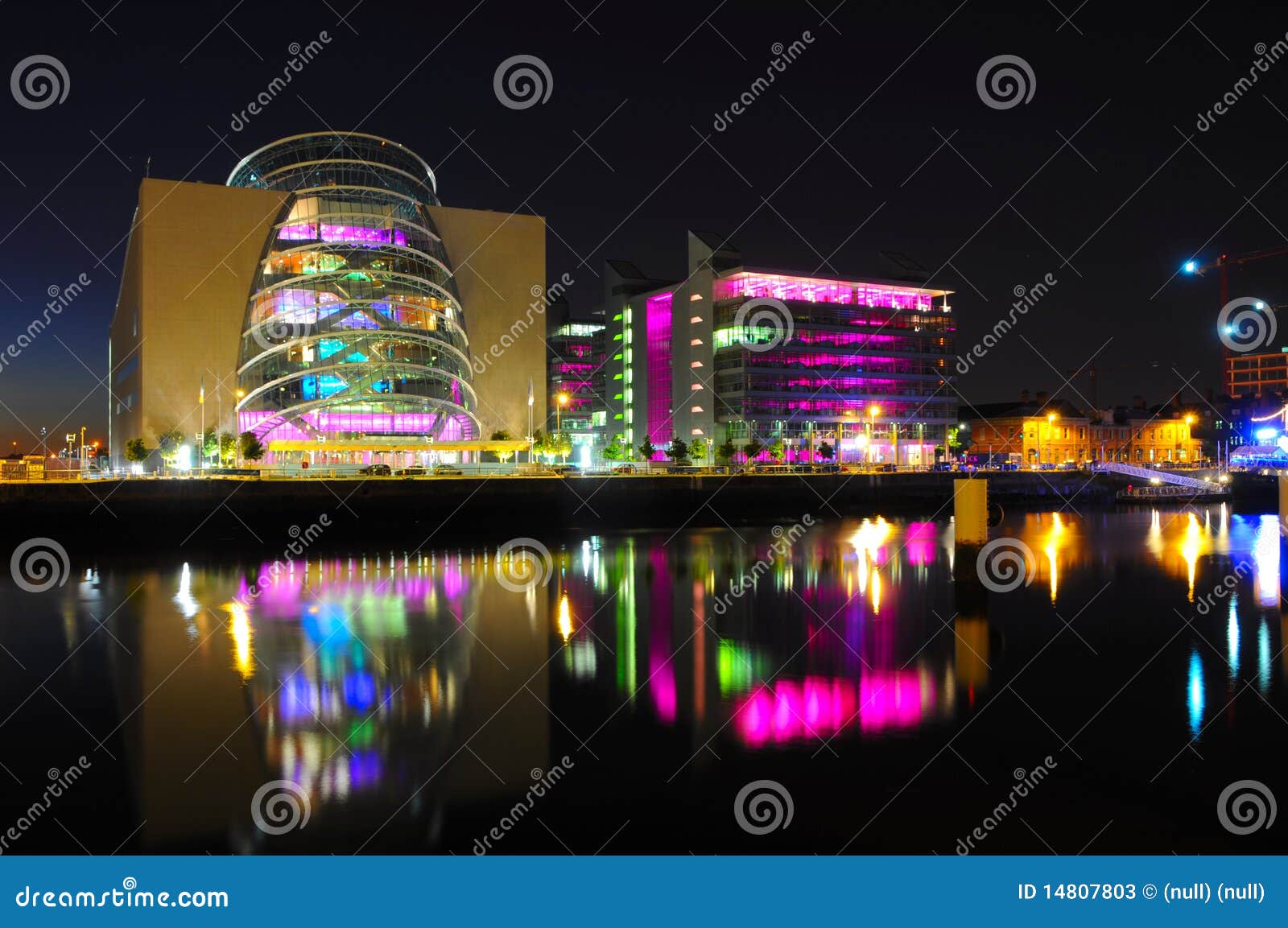Dublin, night scene stock image. Image of cityscape, glass - 14807803