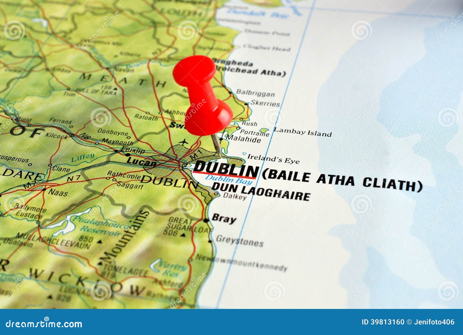 Dublin No Mapa Com Ponteiro Foto de Stock - Imagem de texto, irlanda ...