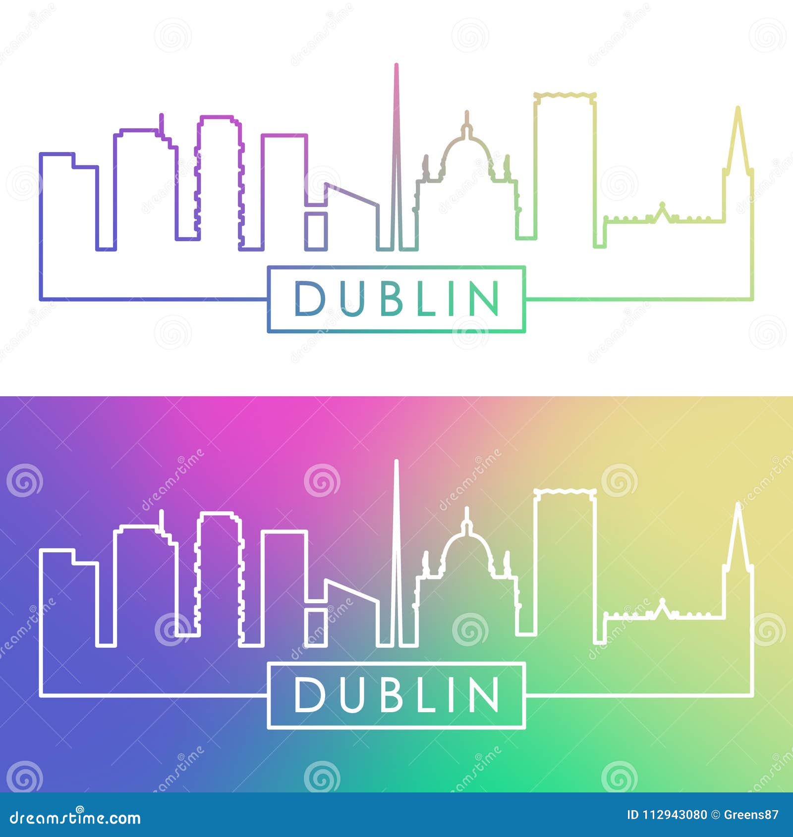 Dublin Skyline Illustration Hand Drawn Sketch Cartoon Vector ...