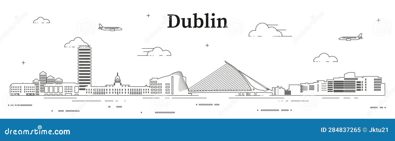 Dublin Cityscape Line Art Vector Illustration Stock Vector ...