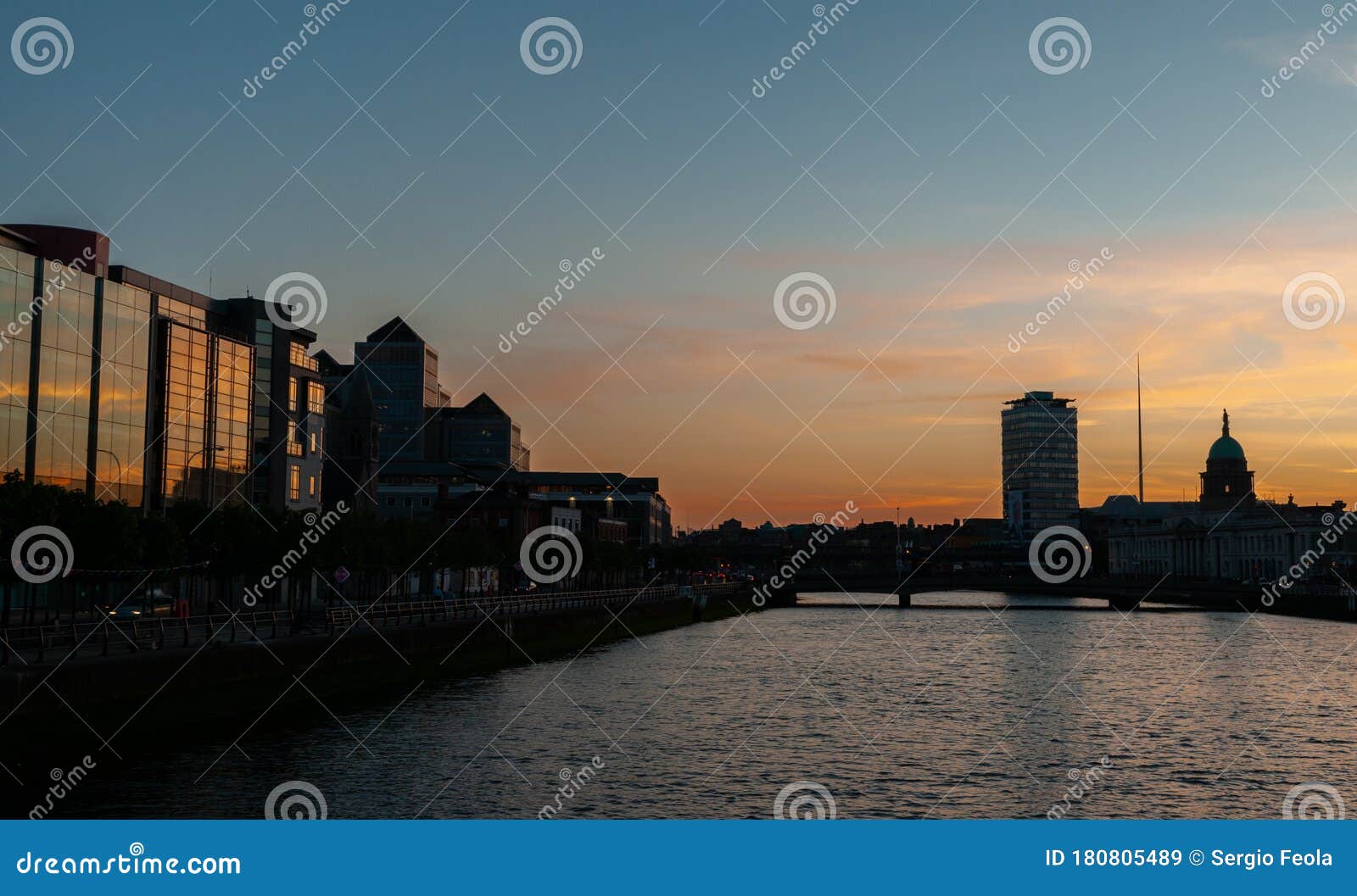 Dublin, Summer Sunset on the Liffey River Stock Image - Image of celts ...