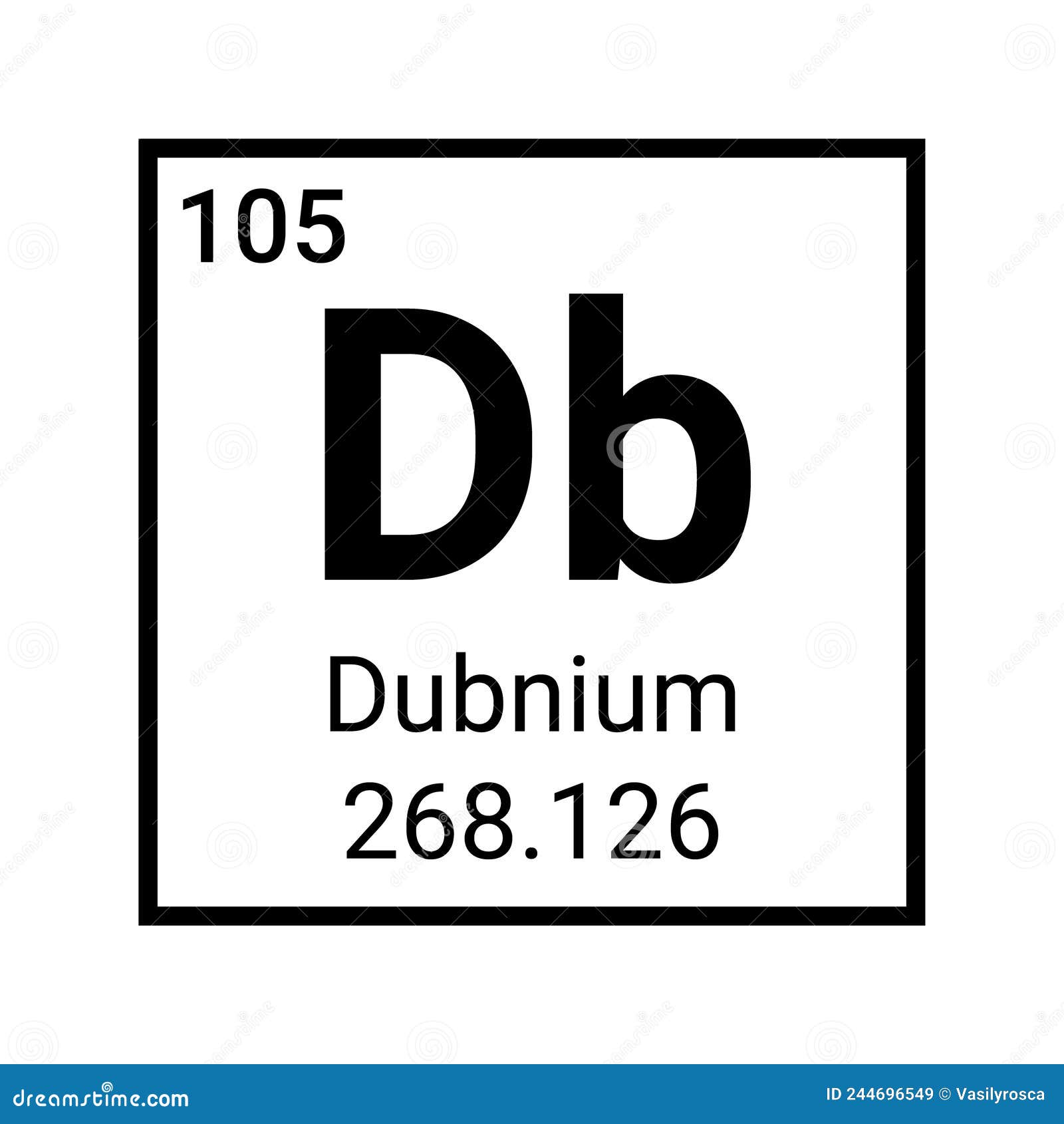 Dubnium Chemical Element Sign. Dubnium Atom Element Sign Stock Vector ...