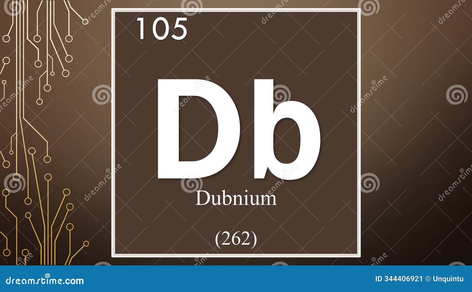 Dubnium Chemical Element Symbol on Brown Abstract Background Stock ...