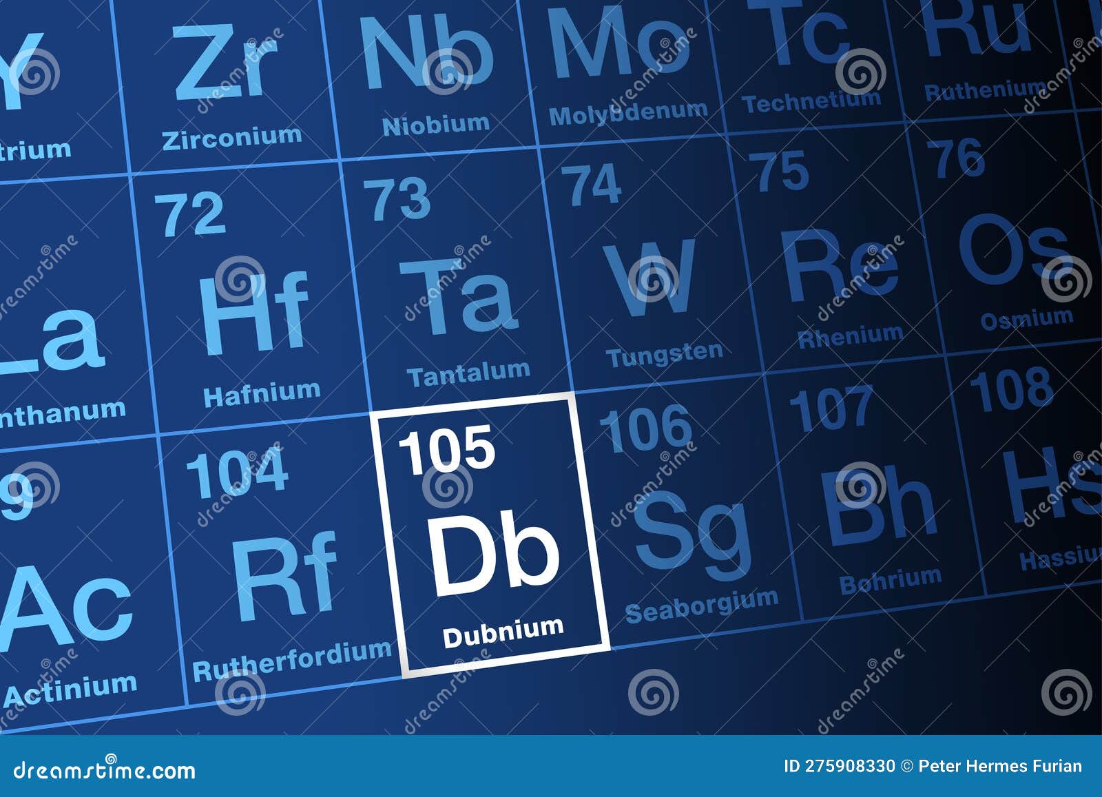Dubnium on Periodic Table of the Elements, with Element Symbol Db Stock ...