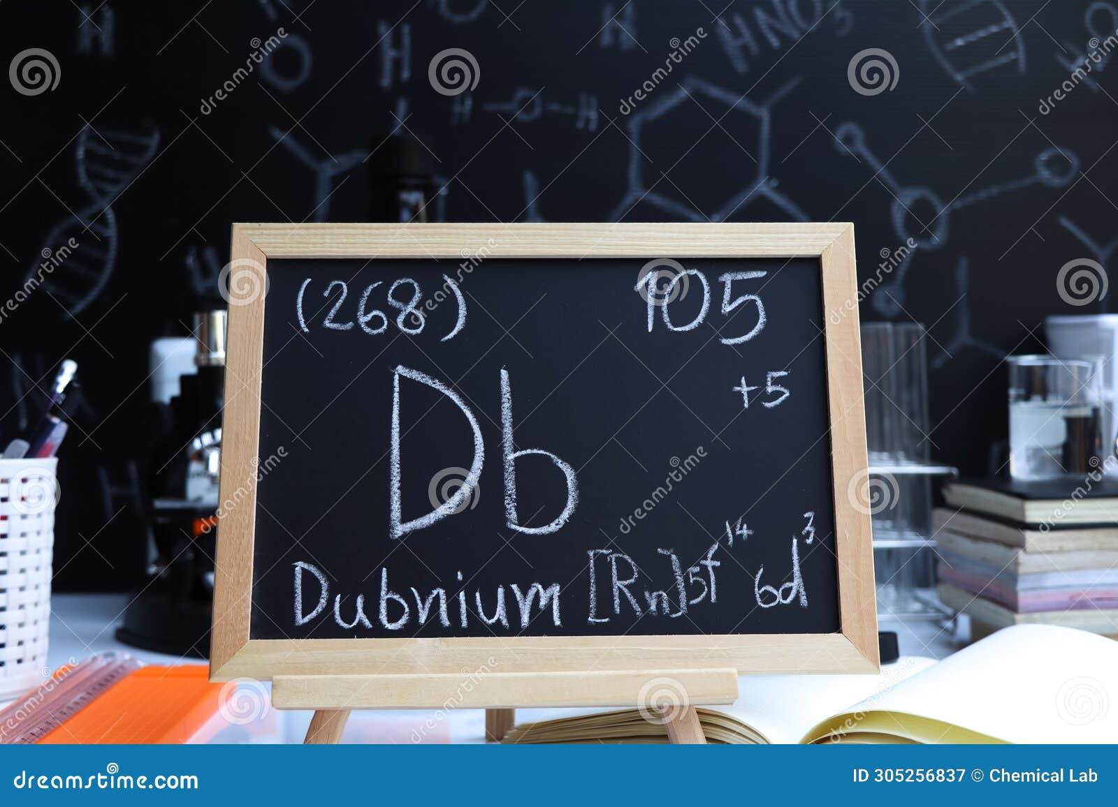 Dubnium and Symbol Structural Formula Chemical on the Blackboard Stock ...