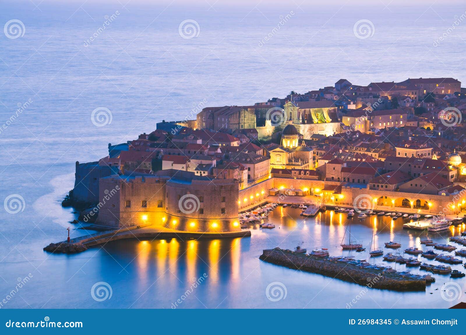 Dubrovnik by Night, Croatia Stock Image - Image of beautiful, adriatic ...