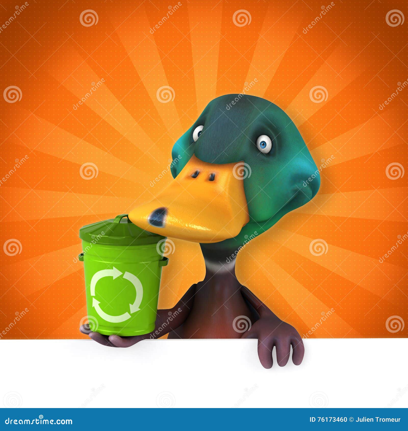 Duck stock illustration. Illustration of dustbin, recycle - 76173460