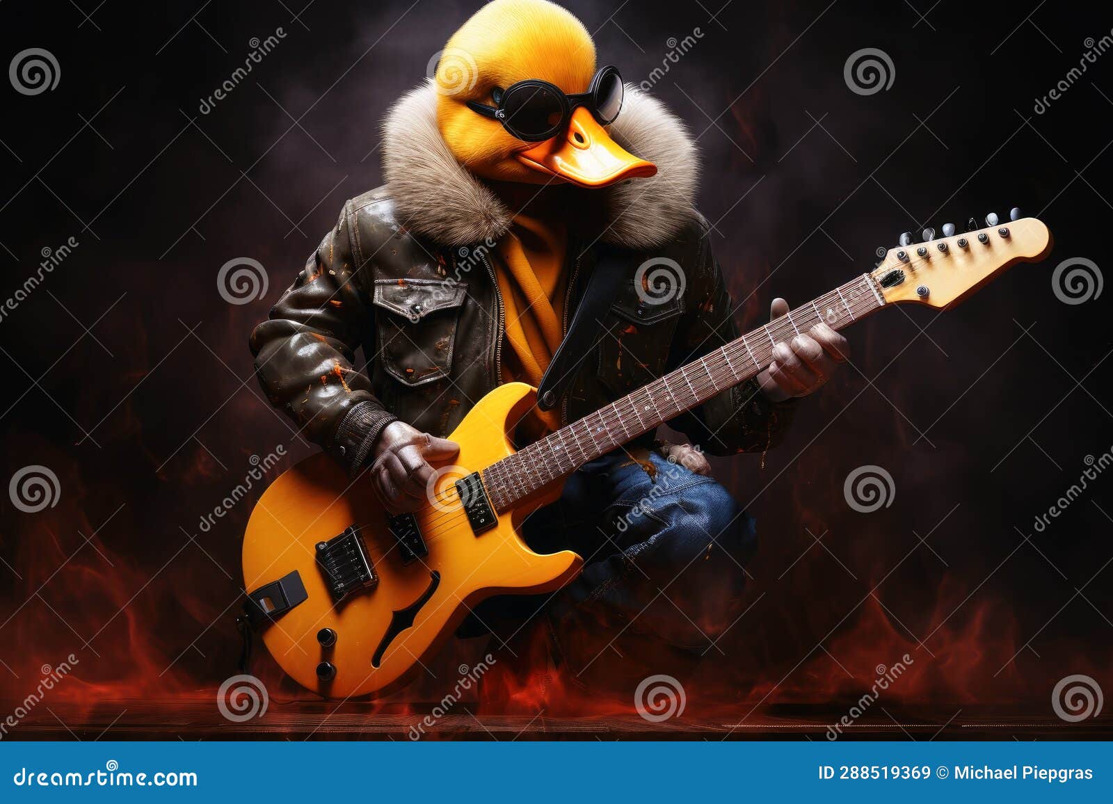 A Duck As a Rockstar with a Guitar Stock Illustration - Illustration of ...