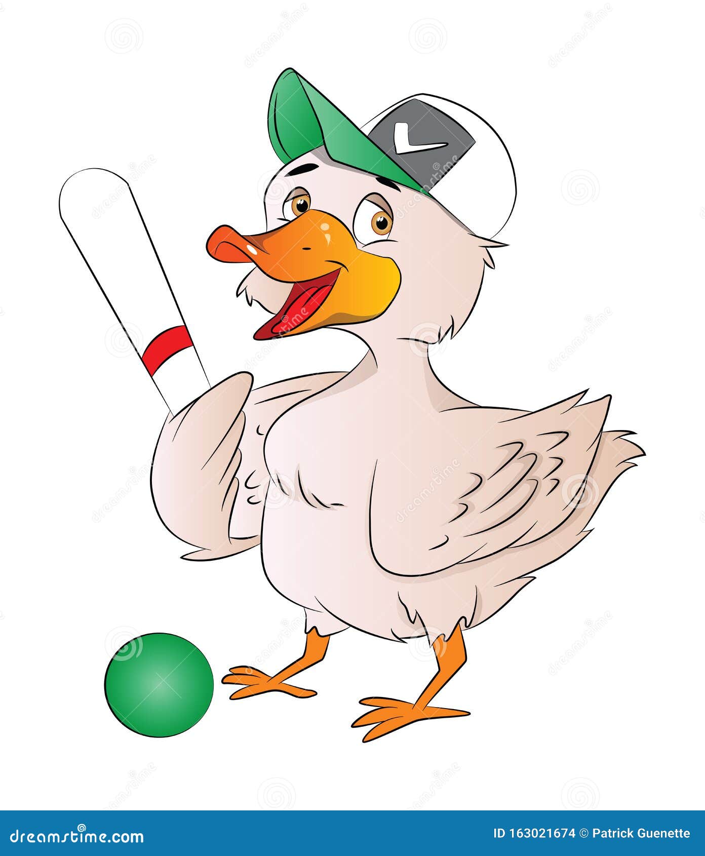 Duck Baseball Player, Illustration Stock Vector - Illustration of duck ...