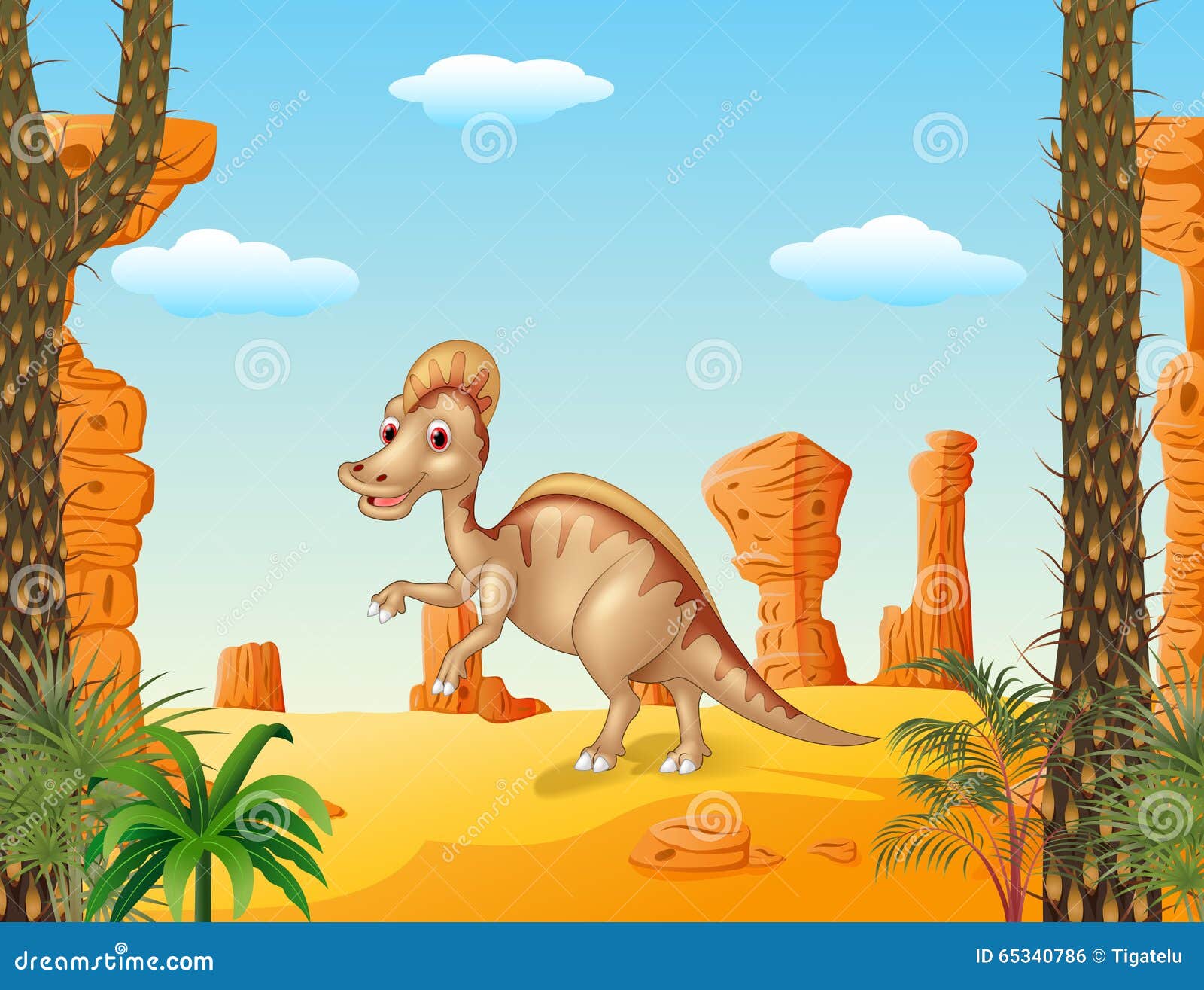 Cute Hadrosaur Cartoon Dinosaur Vector Illustration | CartoonDealer.com ...