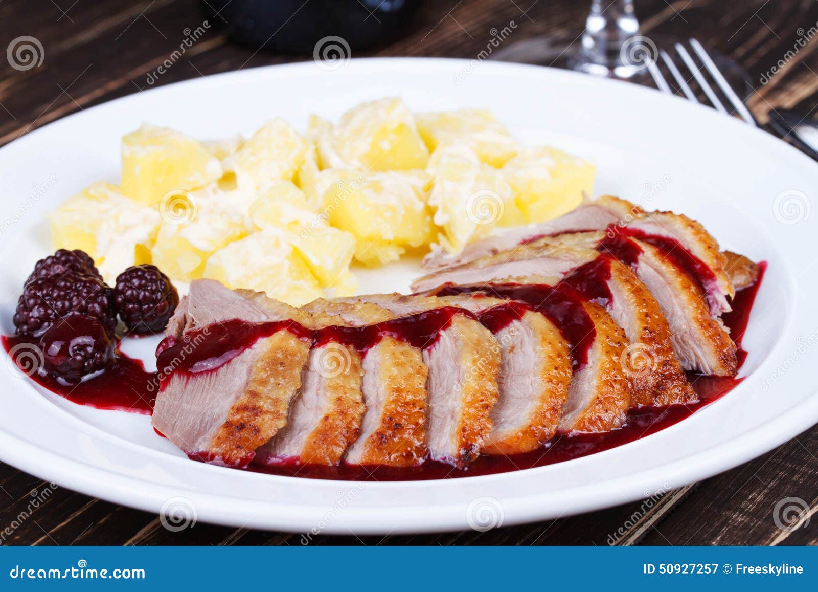 Duck Breast Fillet with Blackberries and Wine Sauce. Stock Image ...