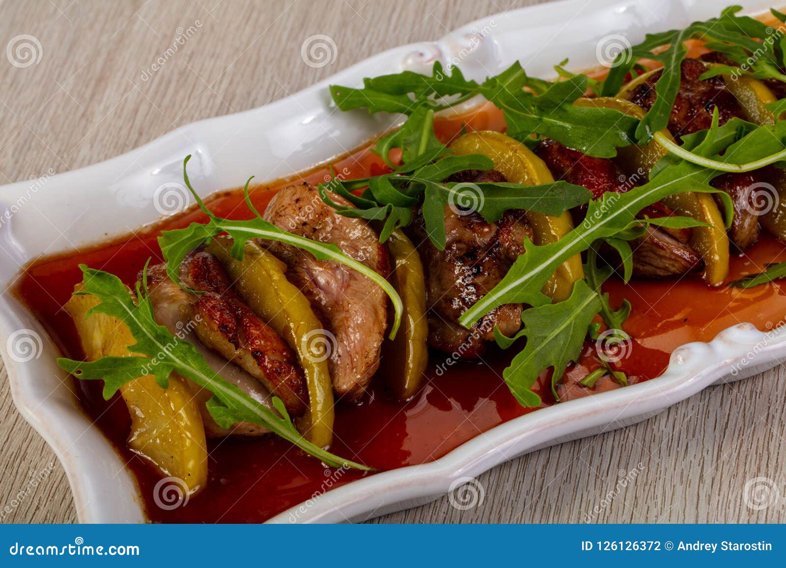Duck breast with pear stock photo. Image of goose, breast - 126126372