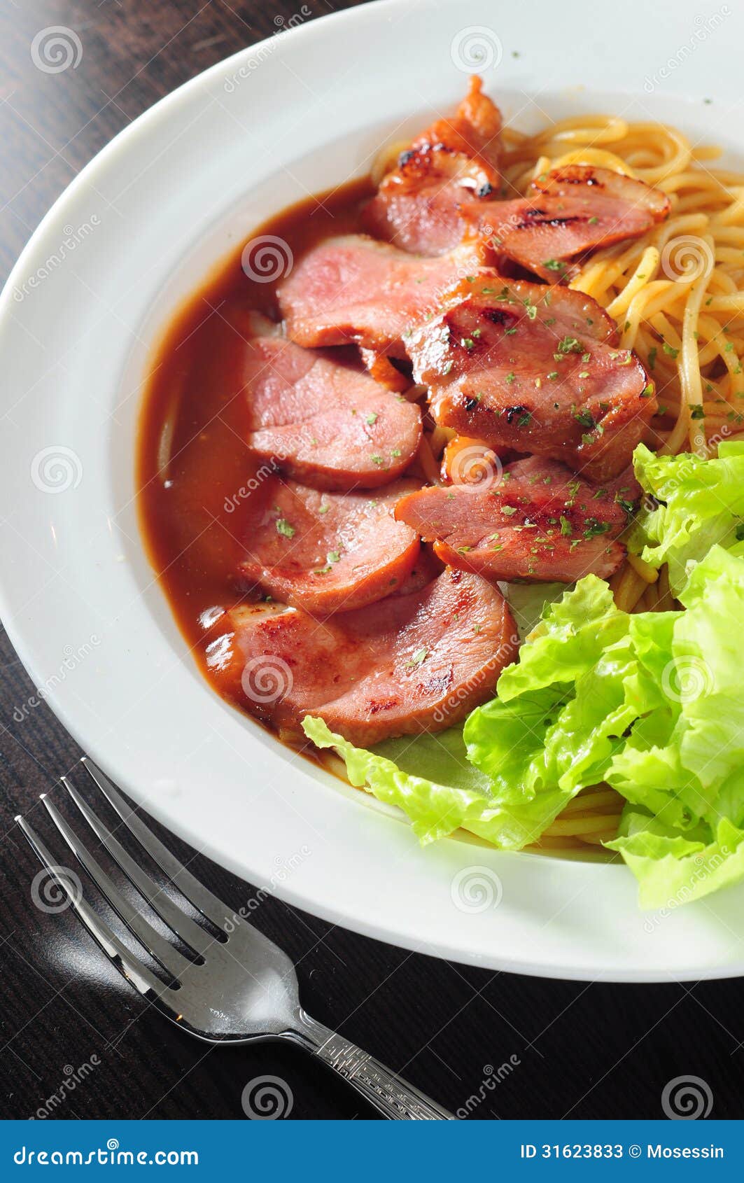 Duck breast spaghetti stock image. Image of sauce, closeup - 31623833