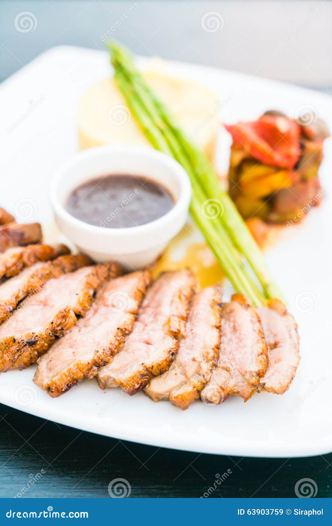 Duck breast steak stock image. Image of fine, lunch, sauce - 63903759