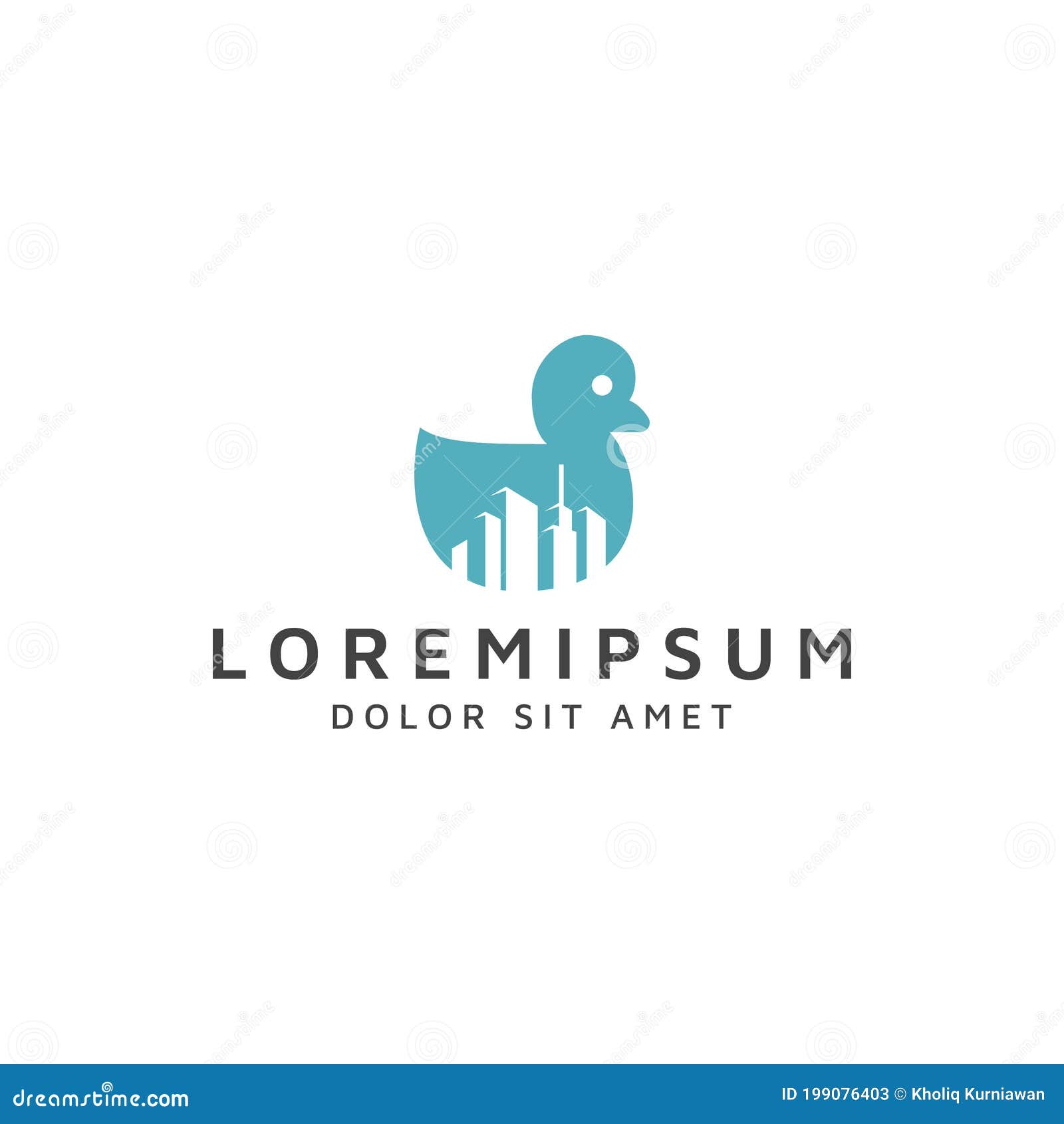 Duck and Building Negative Space Logo Design Stock Illustration ...