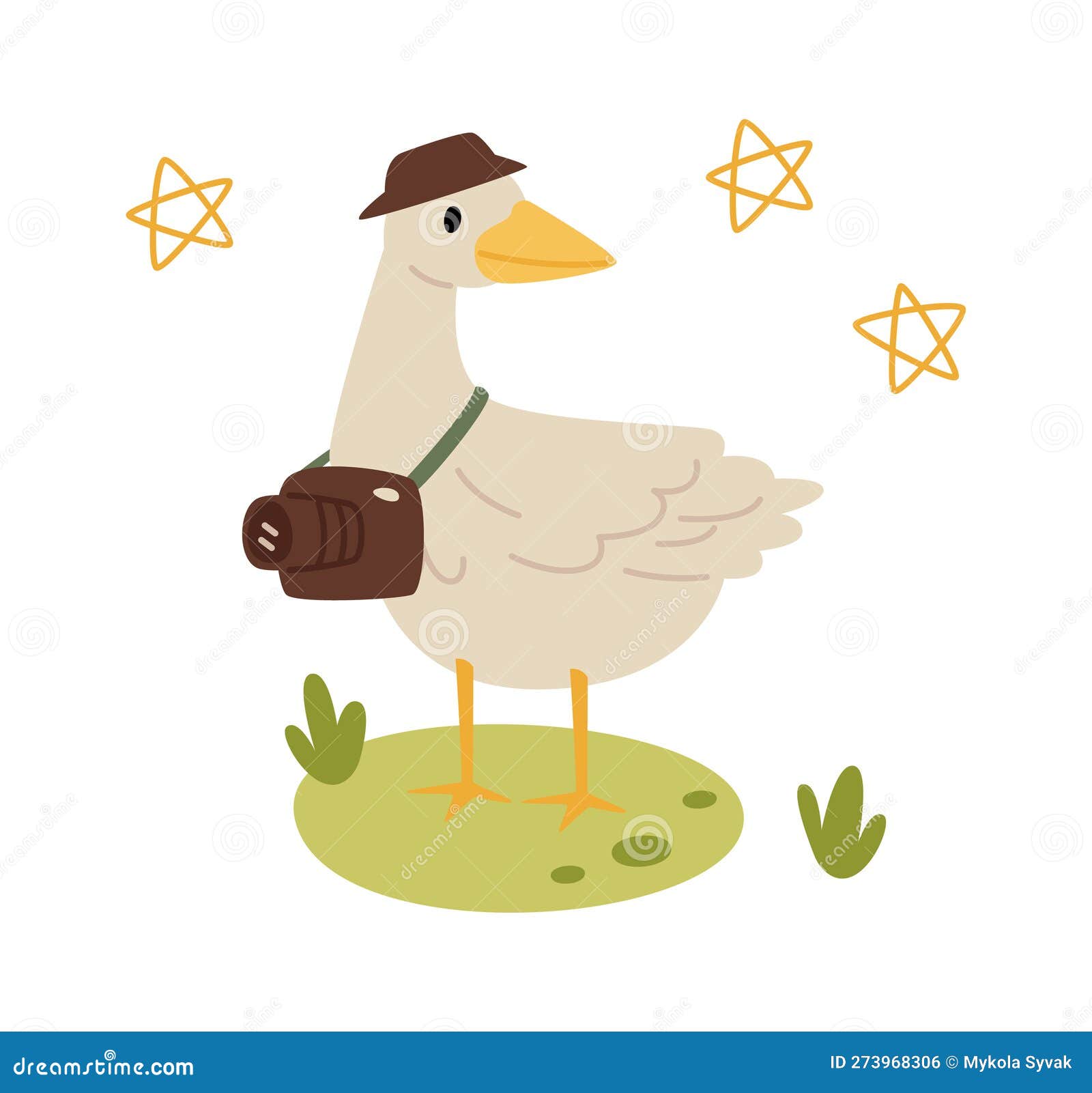 Duck with Camera stock vector. Illustration of white - 273968306