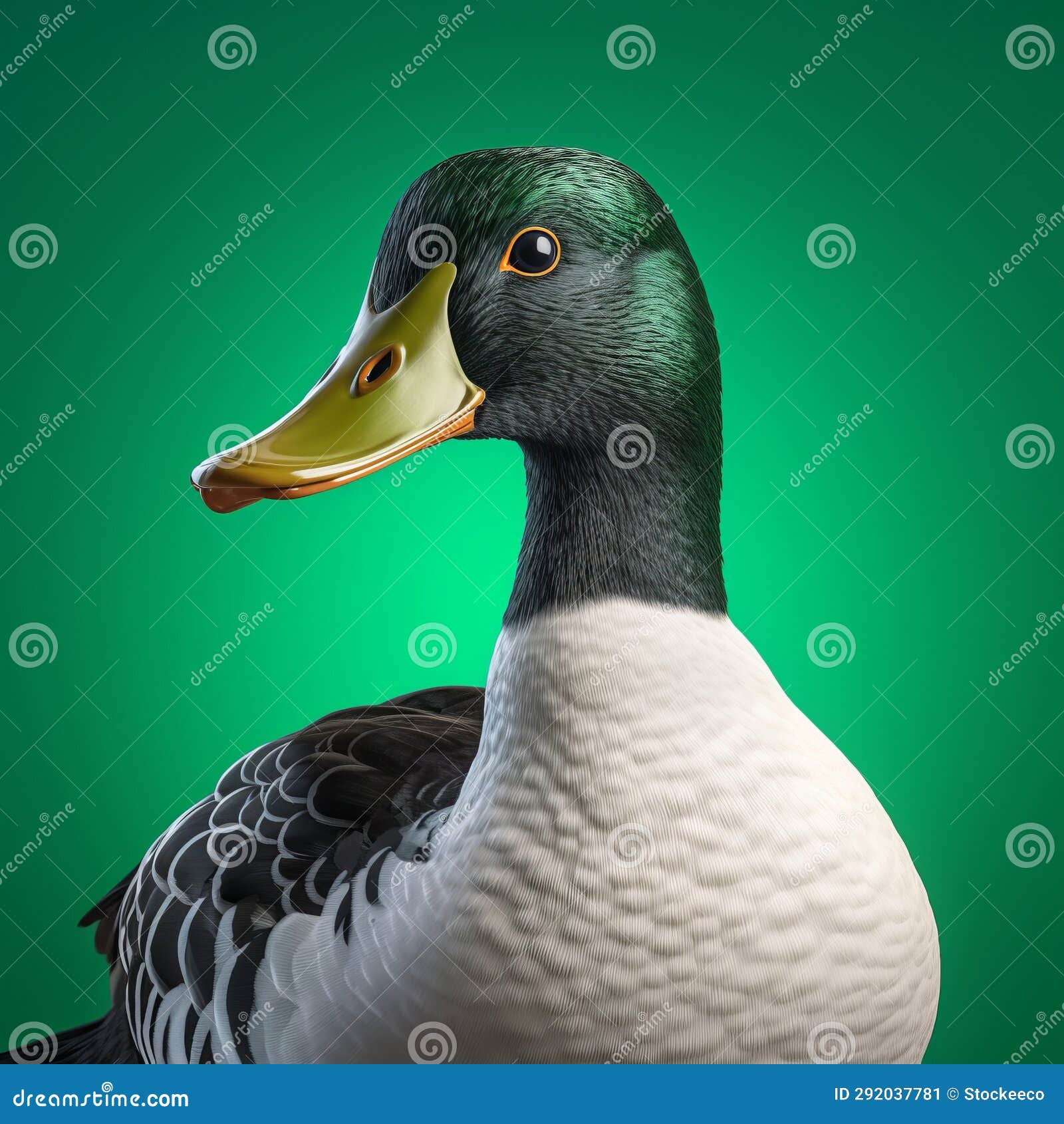 Hyperrealistic 3d Render of Muscular Black and White Duck Stock ...