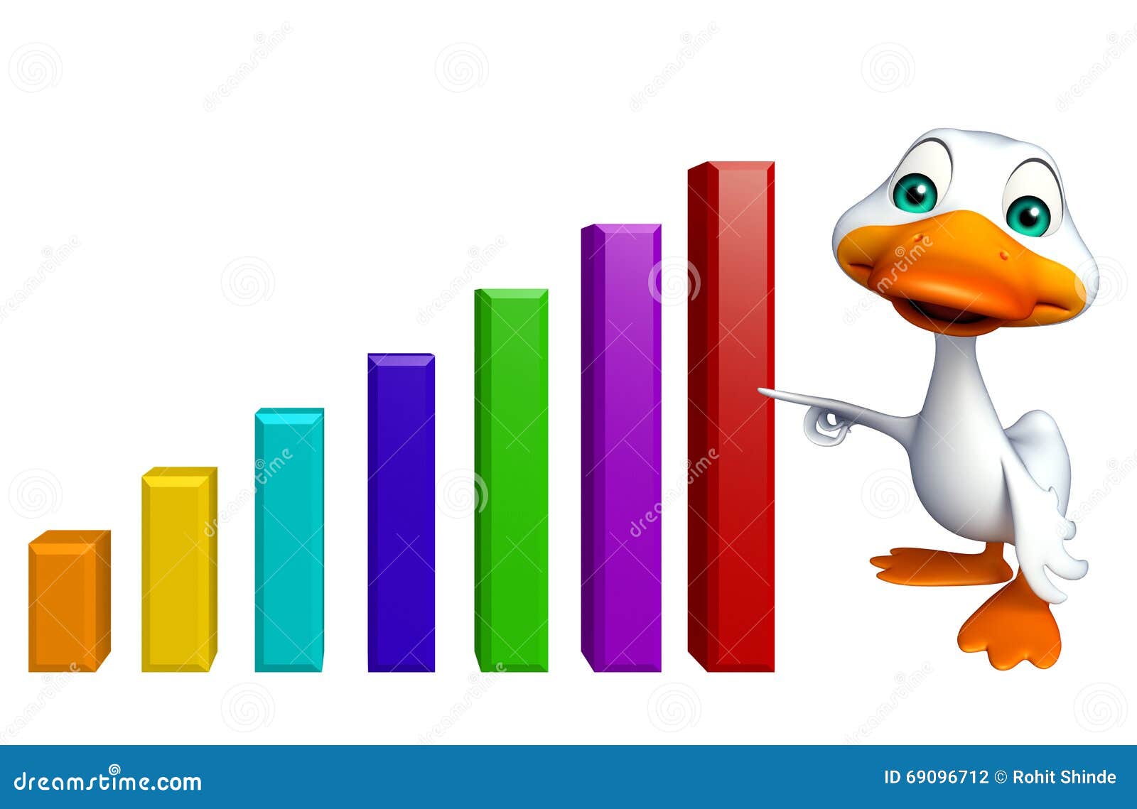 Duck Cartoon Character with Graph Stock Illustration - Illustration of ...